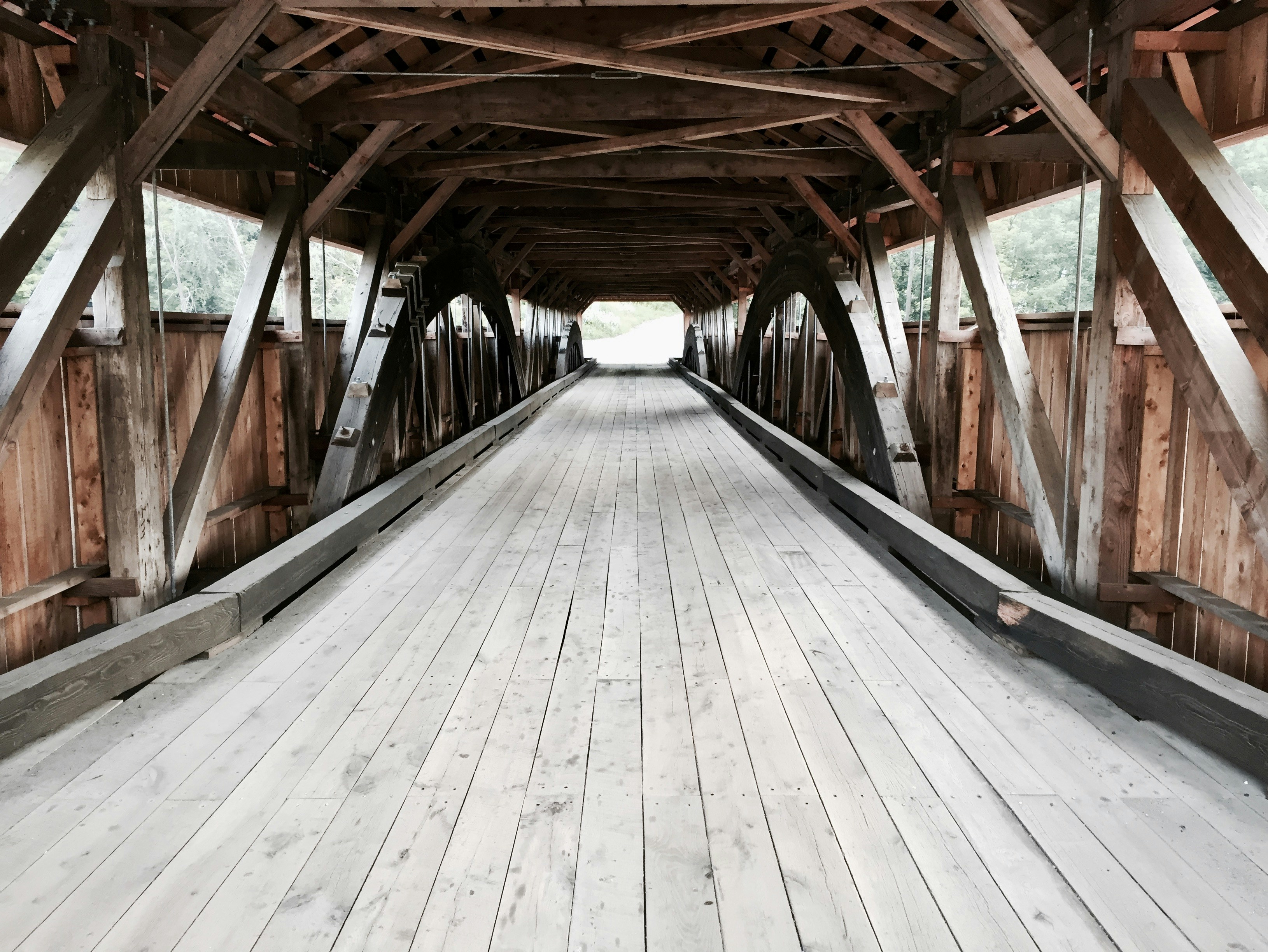 brown wooden bridge with white wooden railings