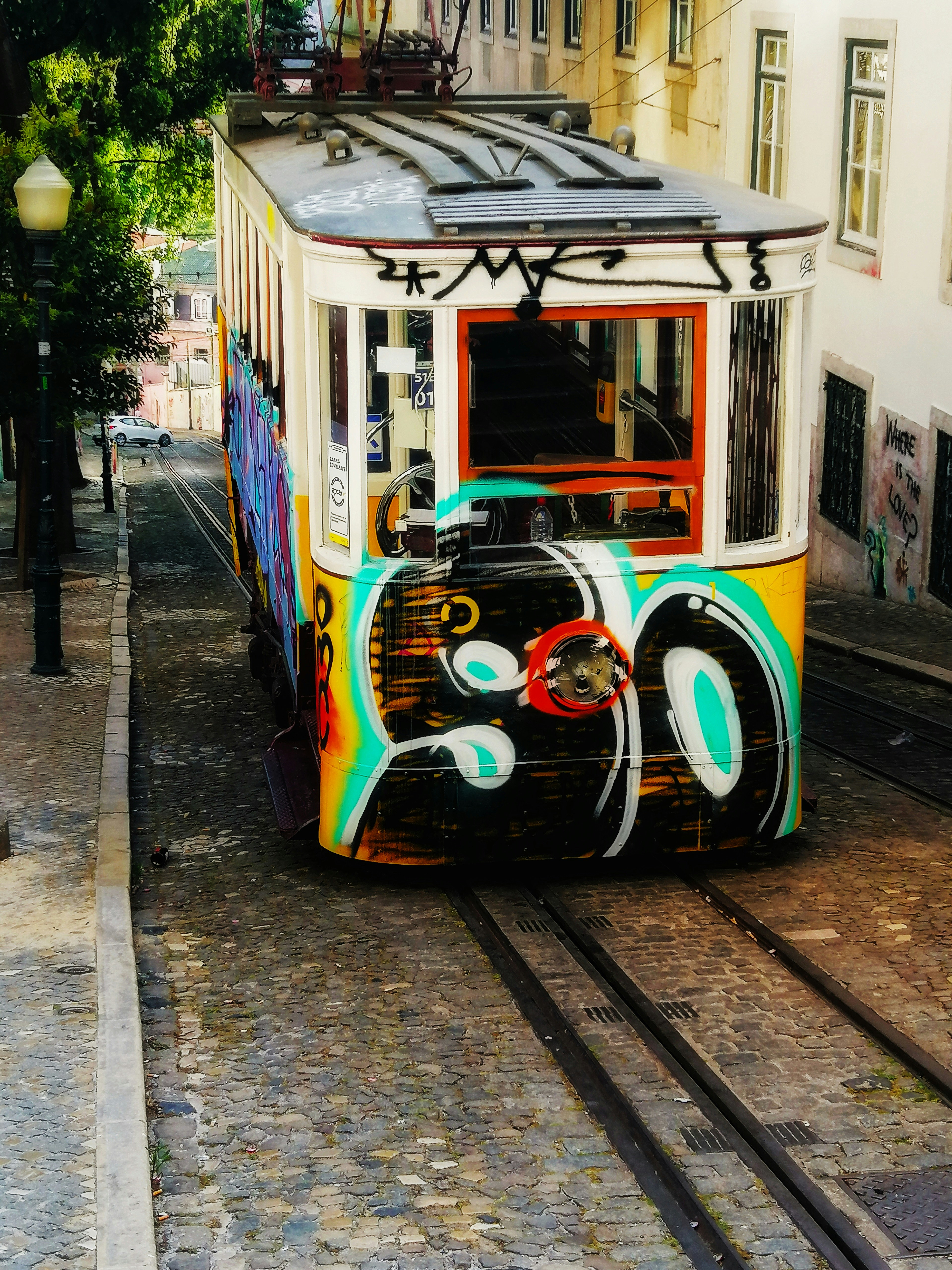 Old tram in lisbon working as an elevator between two parts of Lisbon. 