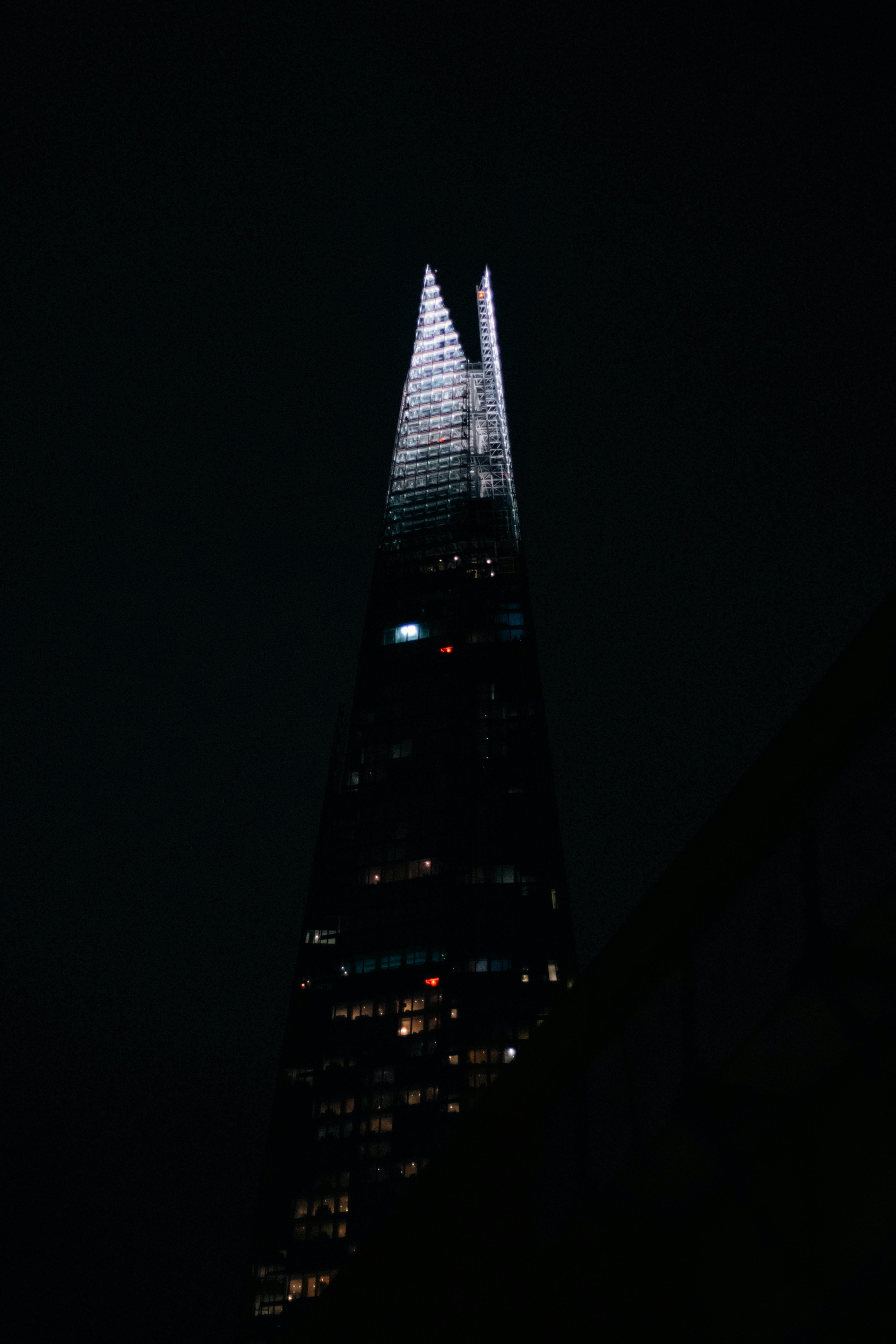 Nightspire: The Shard's Ice-Clear Apex Looms Over a Quiet City