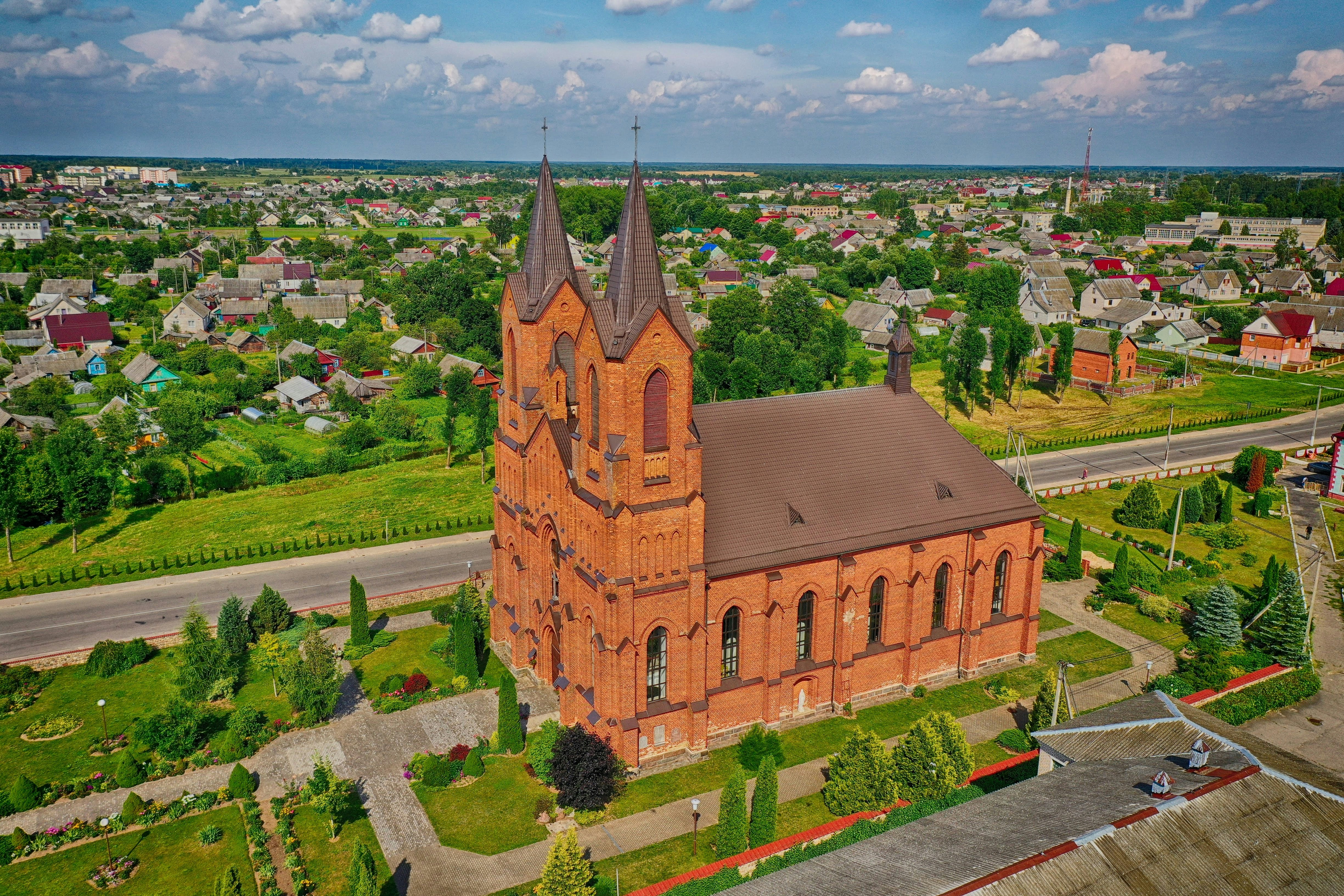 Catholics church in small Belarus city Miory, one of the popular place for tourists. 