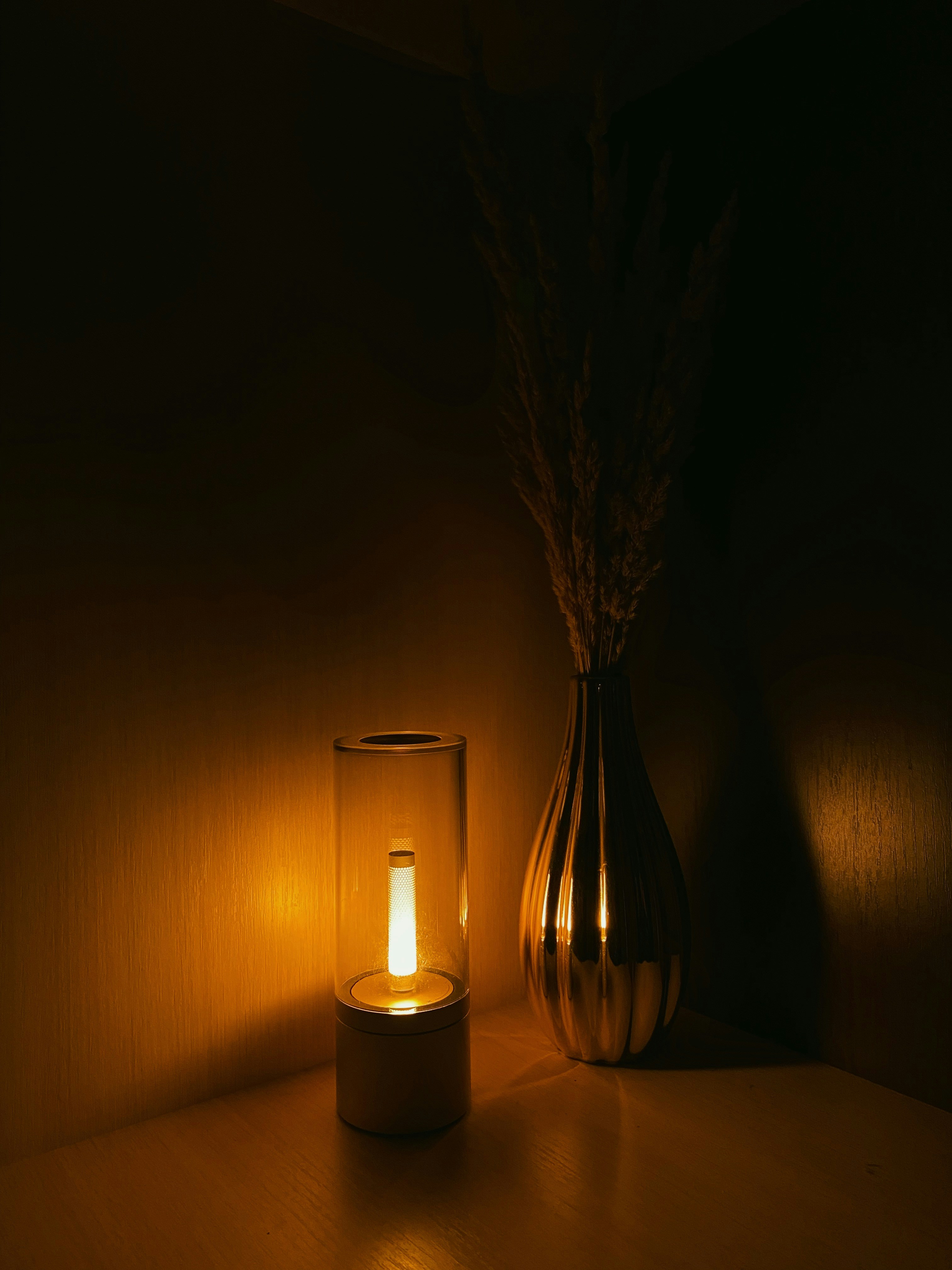 Amber Lantern on a Quiet Nightstand