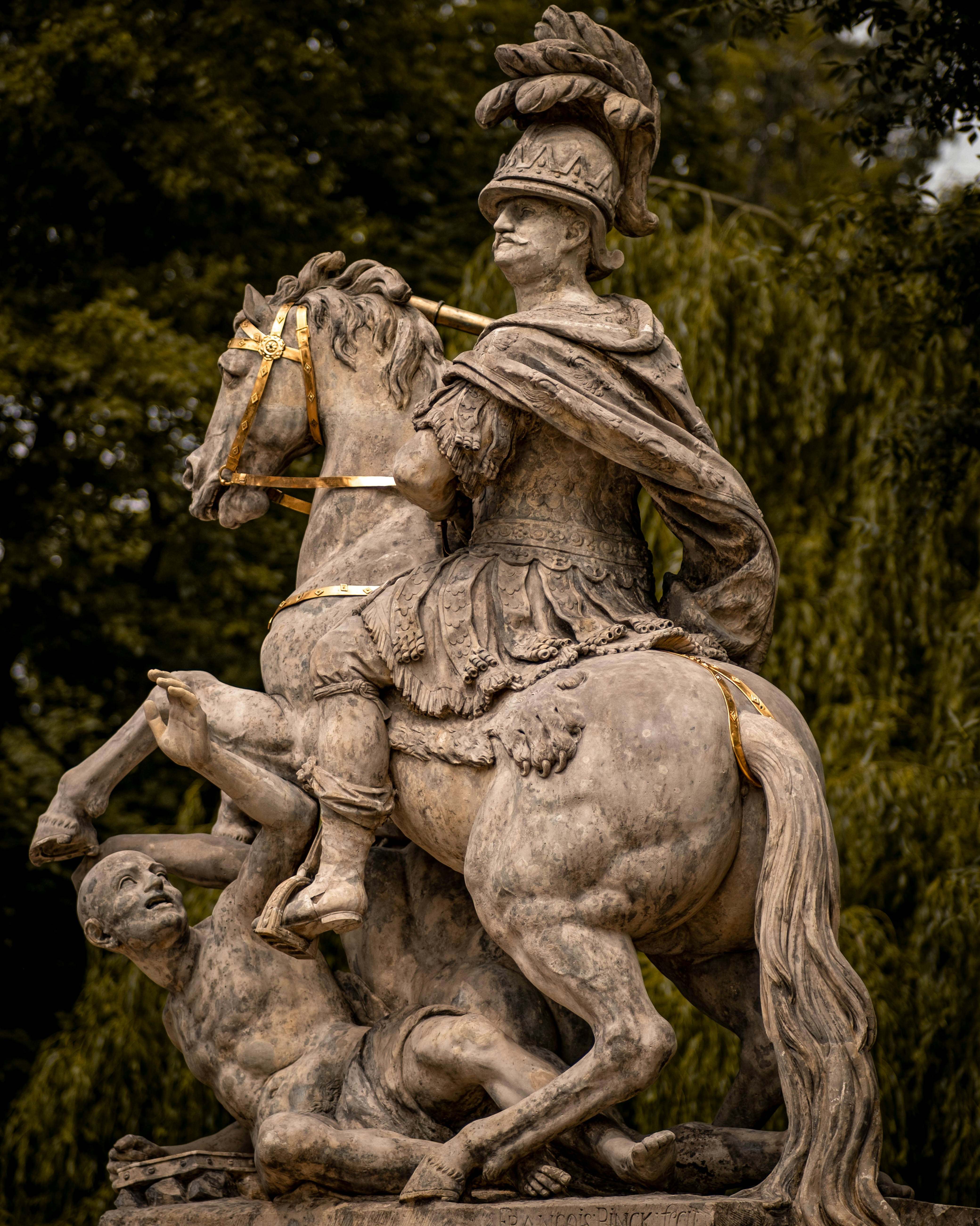 Stone Cavalry Ascendant: A Park Sculpture of Valor and Struggle