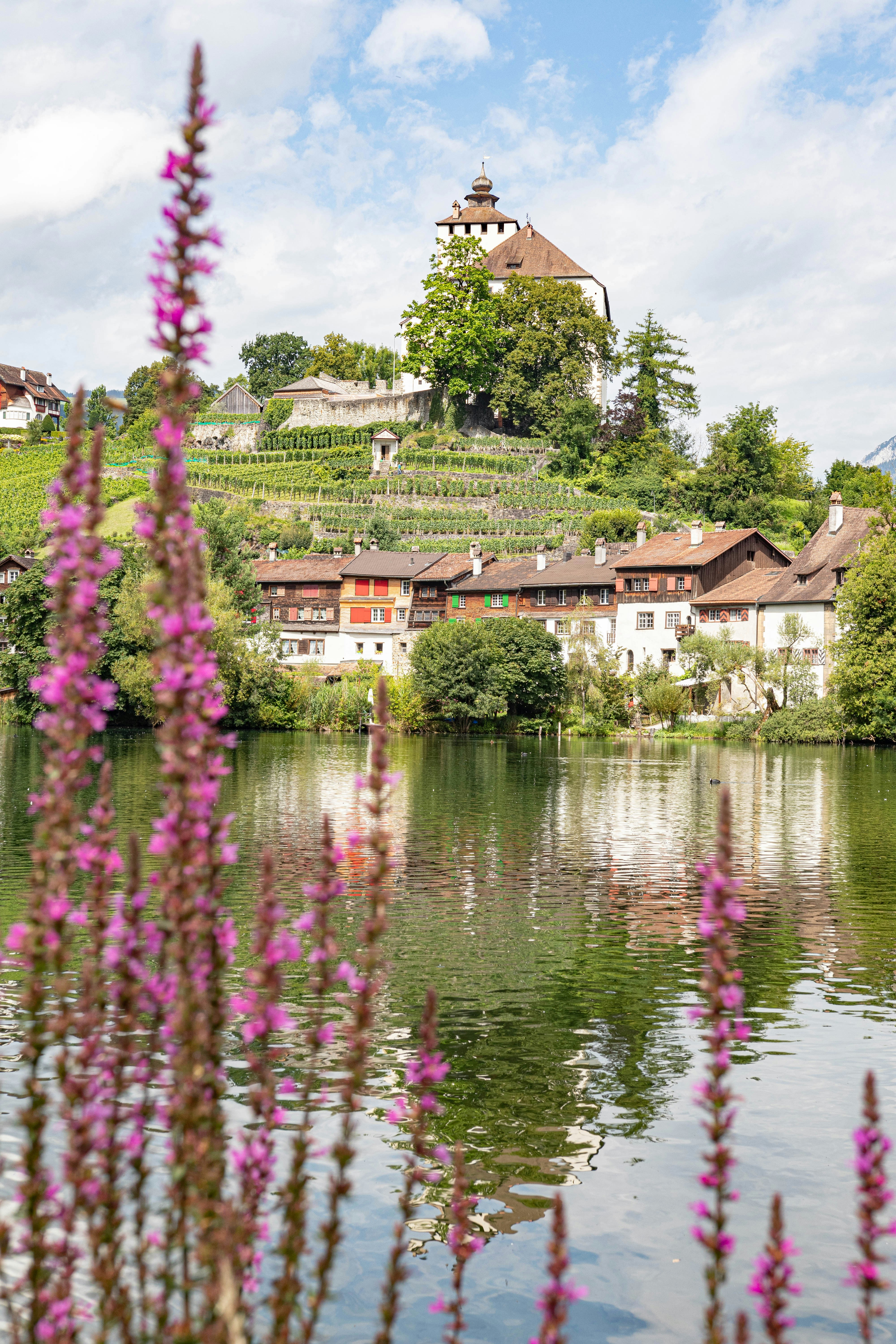 Hilltop Fortress Over a Tranquil Lakeside Village