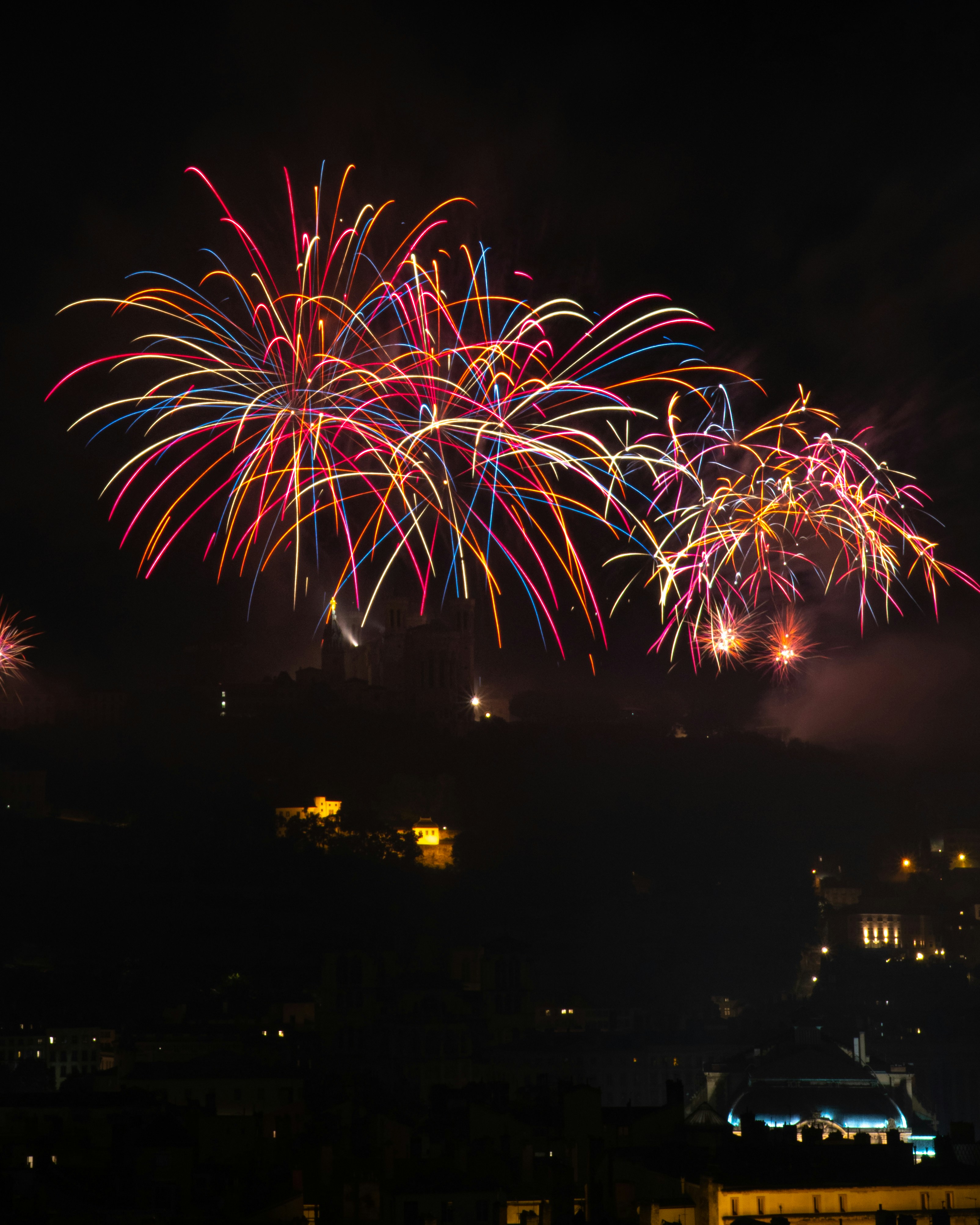 Red and yellow fireworks display during nighttime photo – Free Lyon ...