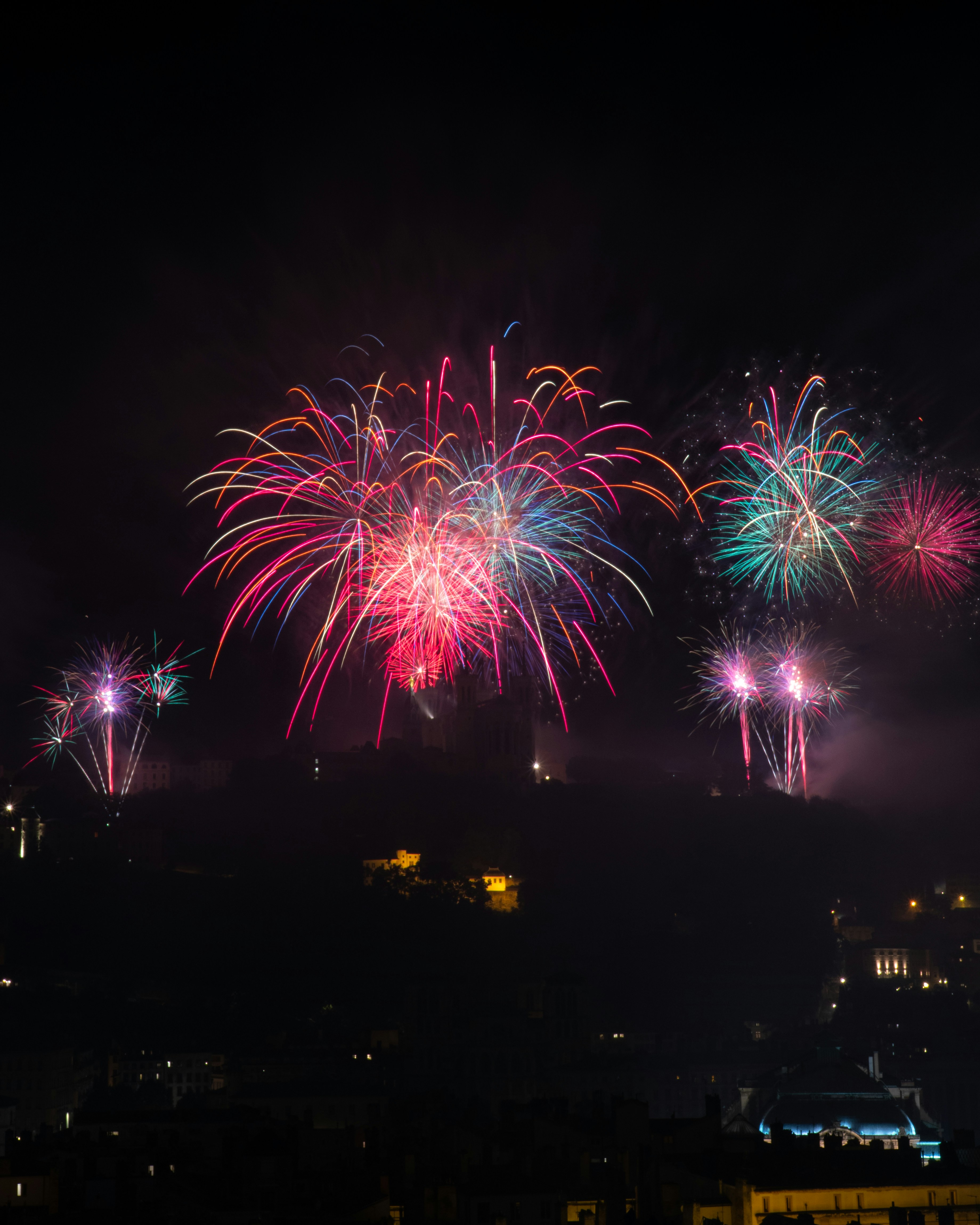 Red and yellow fireworks display during nighttime photo – Free Lyon ...