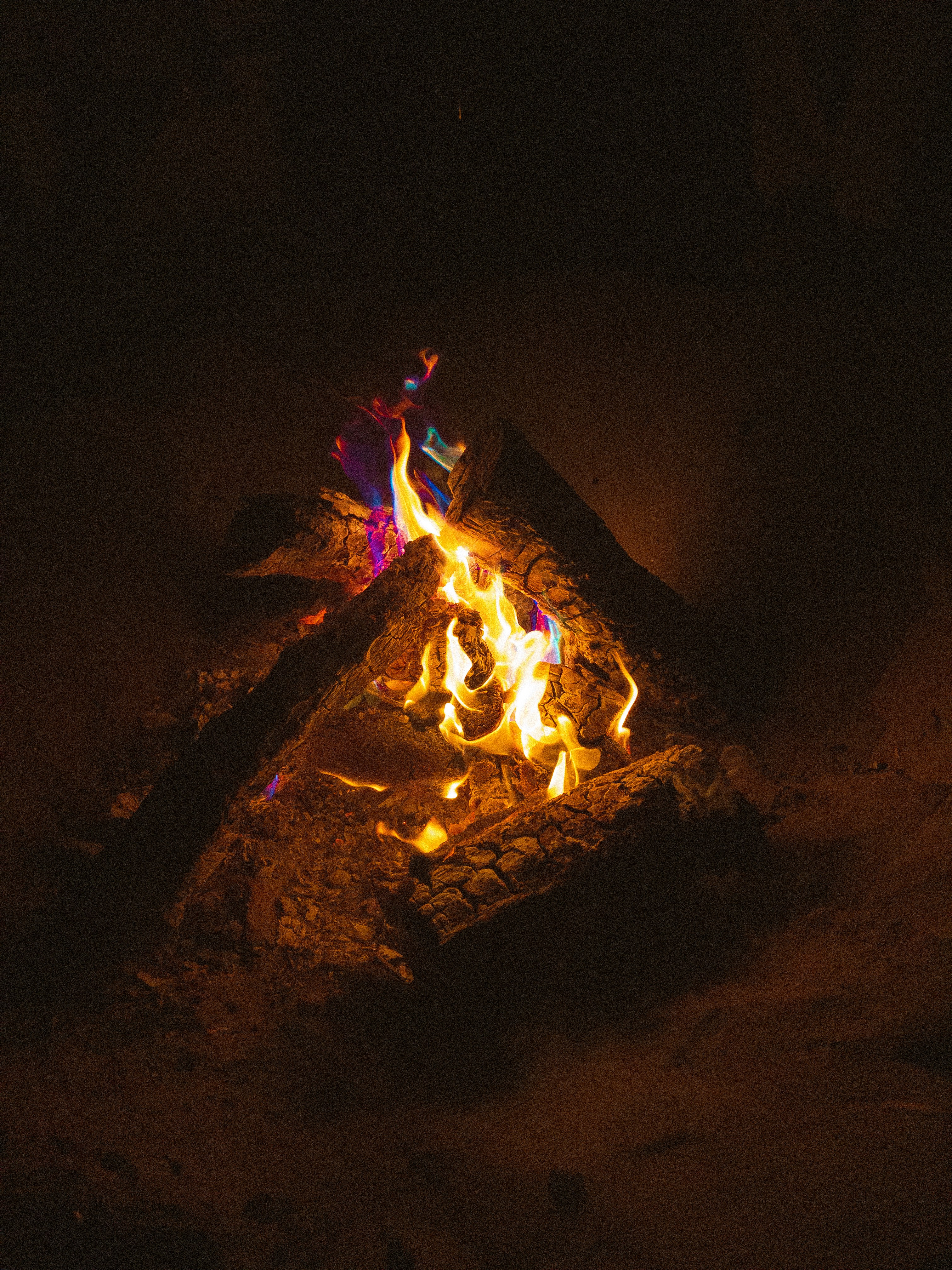 Centered Ember: Night Campfire Glow in the Dark