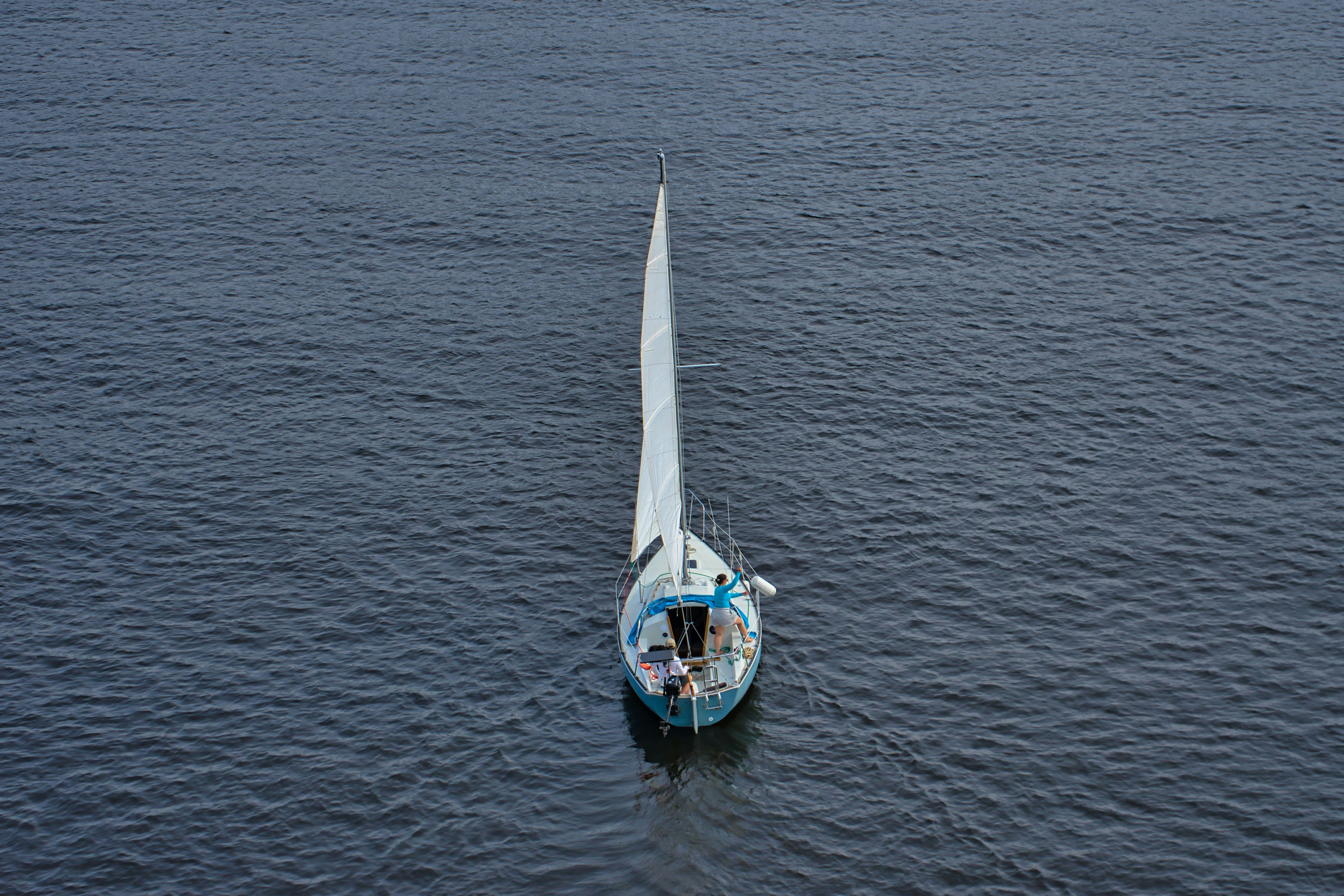 Sailboat Abeam in a Quiet Blue Expanse