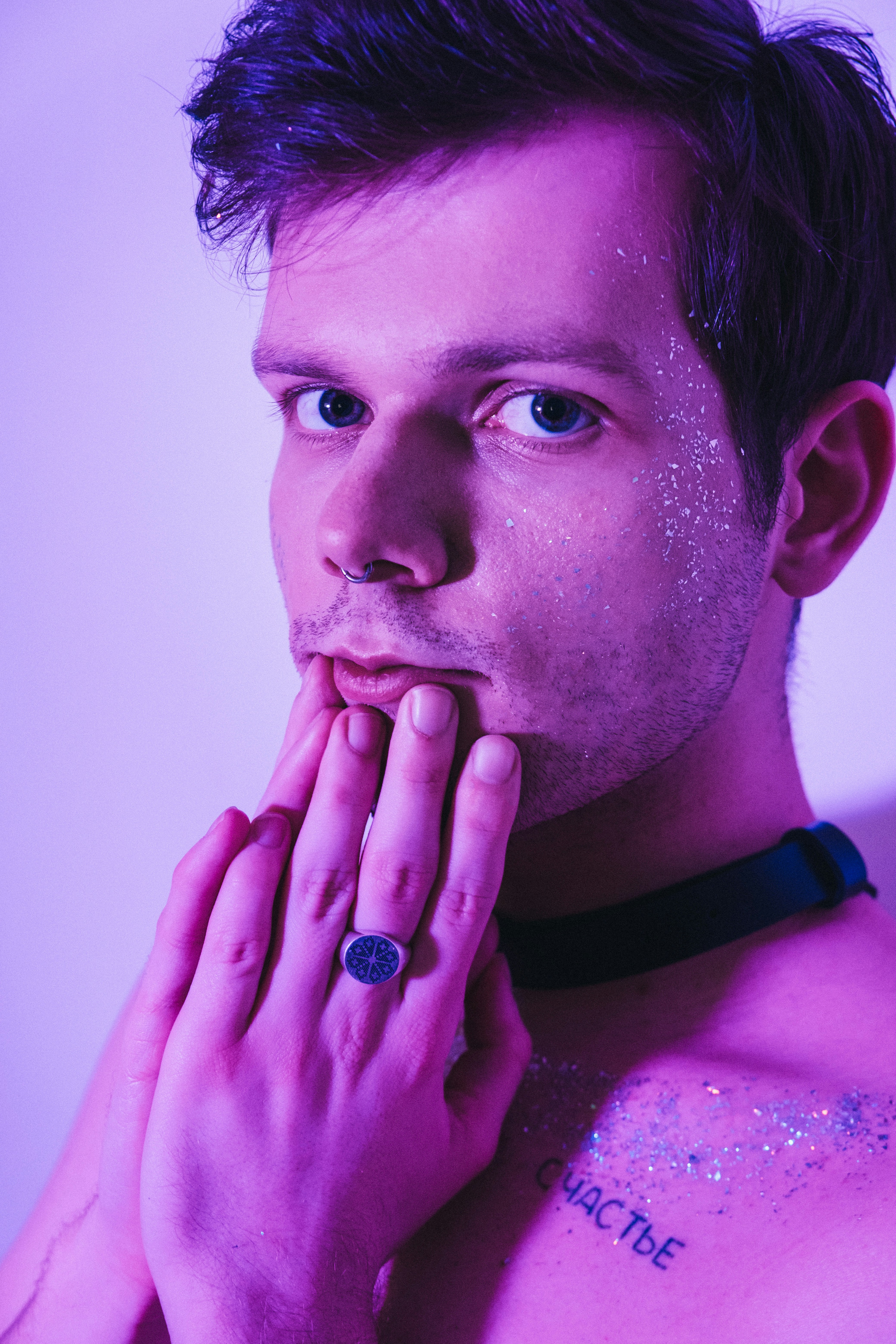 Violet Gaze: Glitter and Quiet Intensity