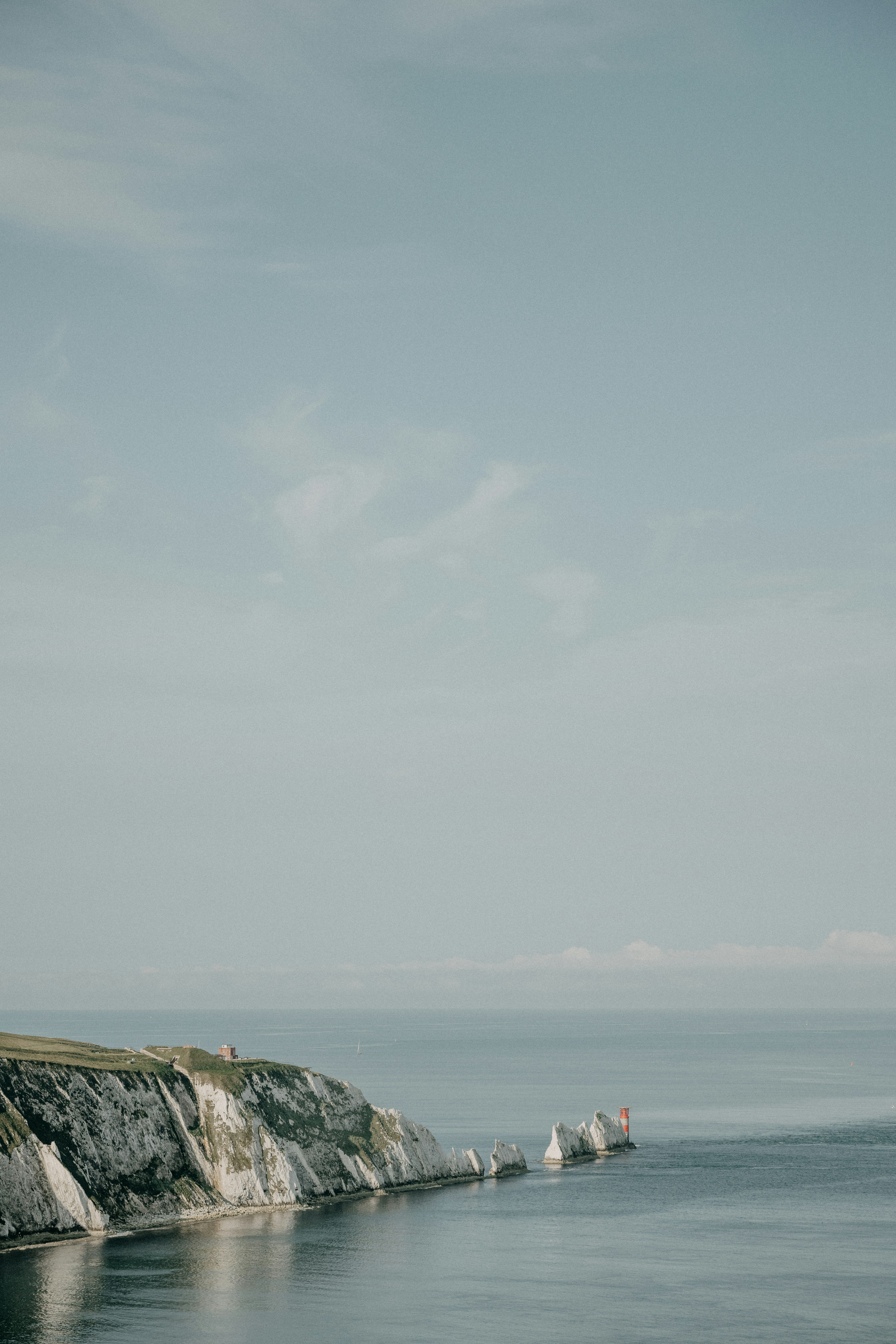 Red Beacon on the Chalk Cliff: A Quiet Seascape