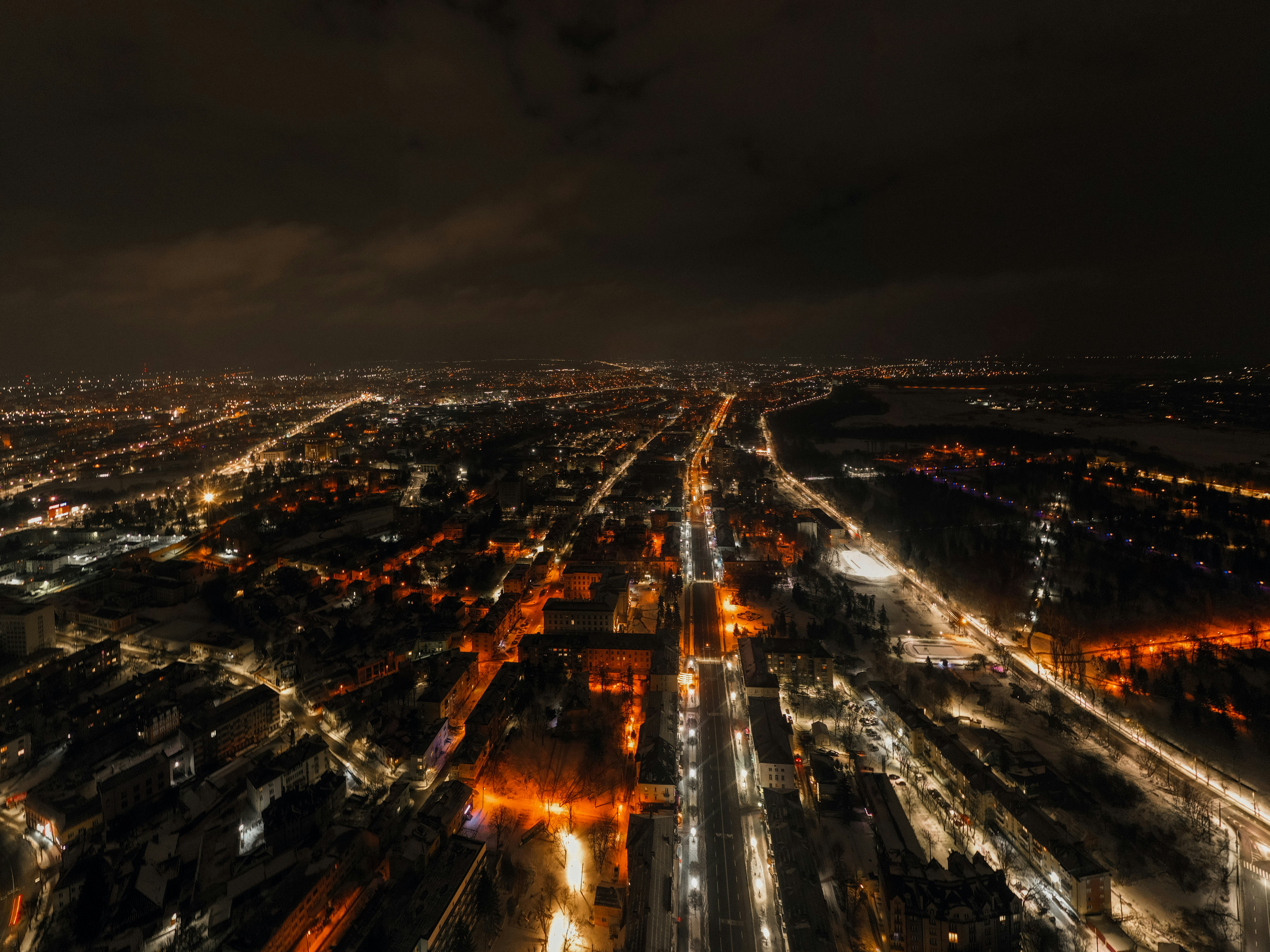 Aerial view of city during night time photo – Free Lutsk Image on Unsplash