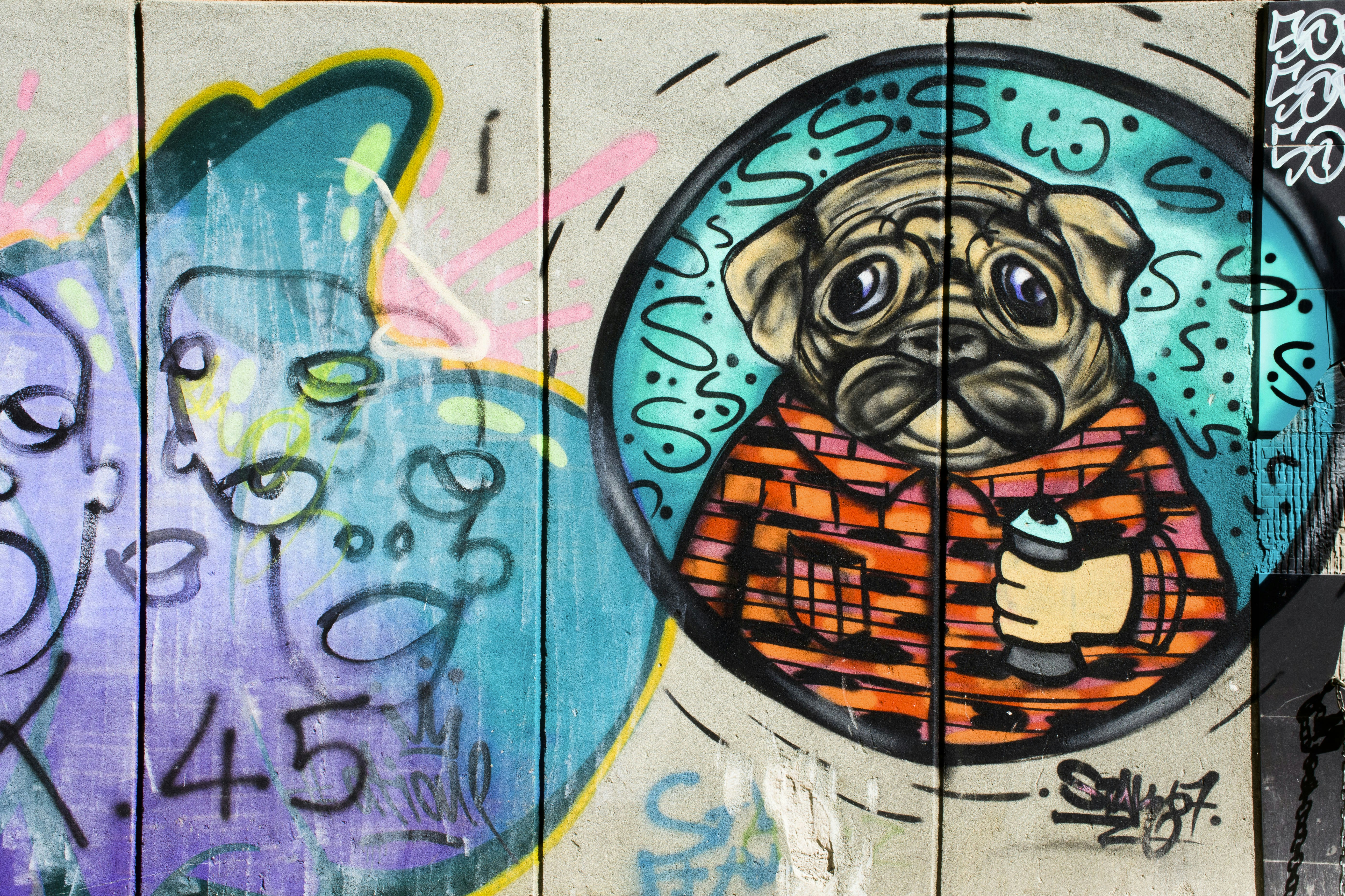 Graffiti de visage humain bleu et marron photo – Image gratuite de Art ...