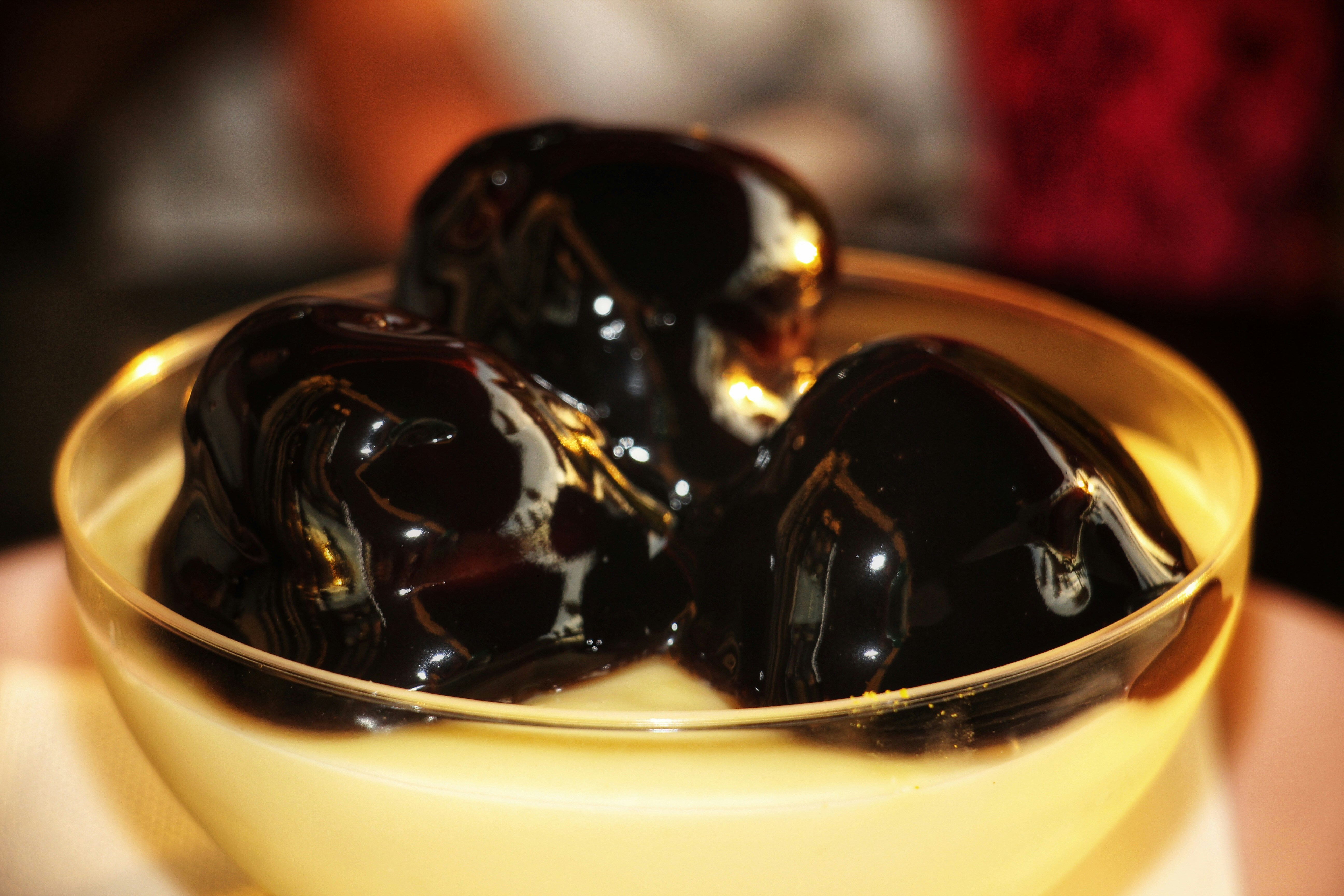 Midnight Cherries Crown Vanilla Velvet in a Ceramic Bowl