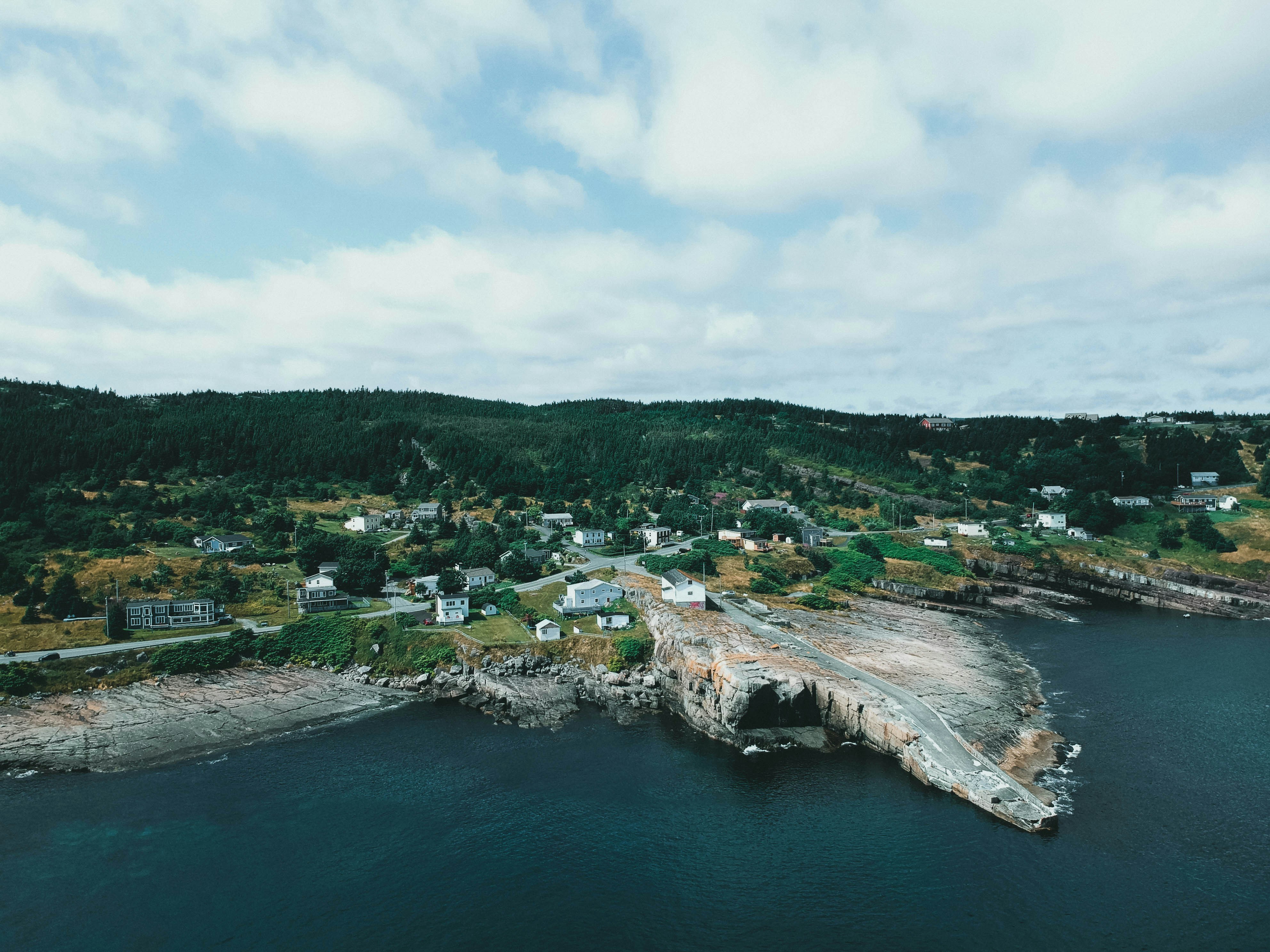 aerial view of city near body of water during daytime