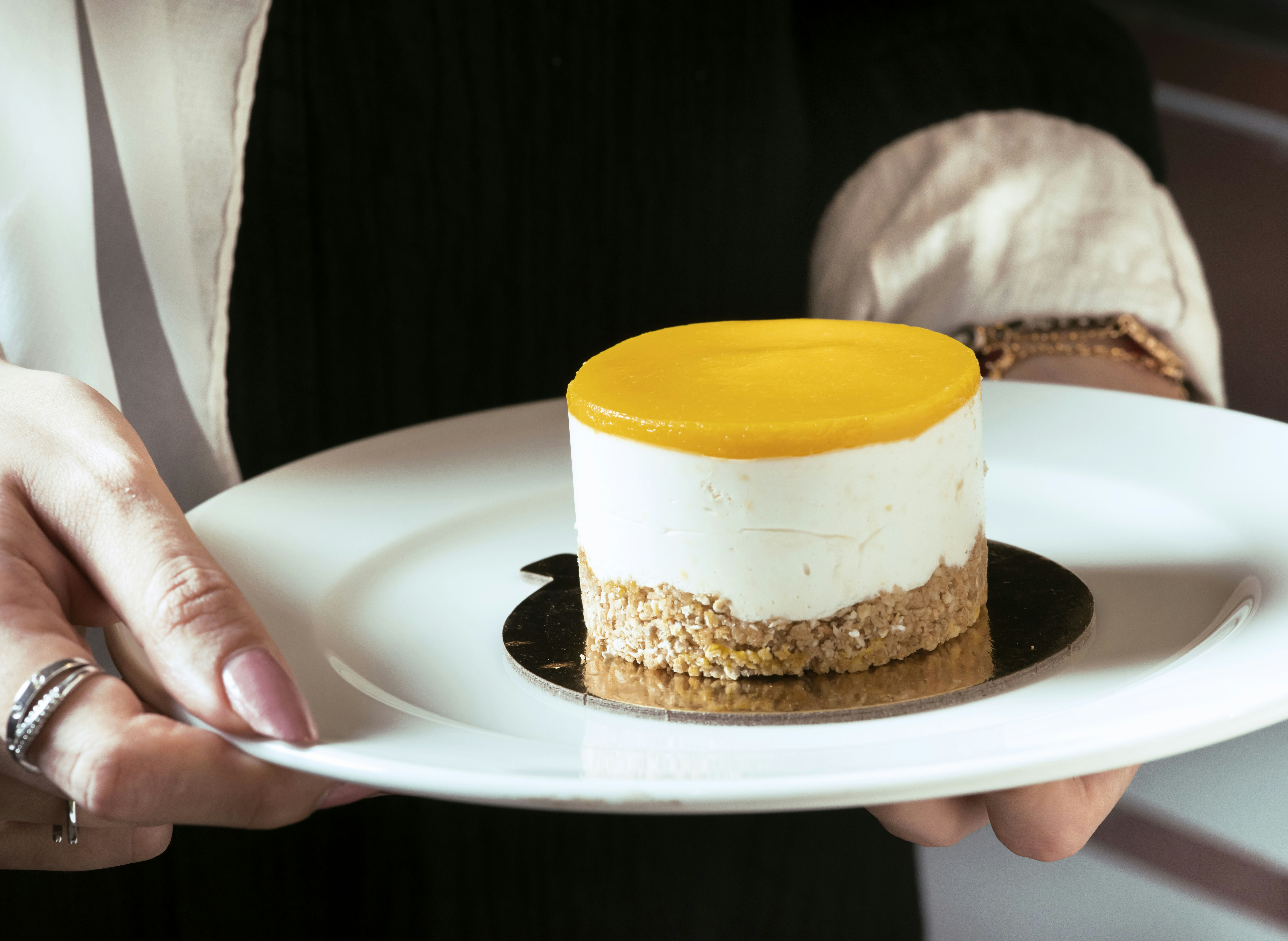 White and brown cake on white ceramic plate photo – Free Jeddah ...