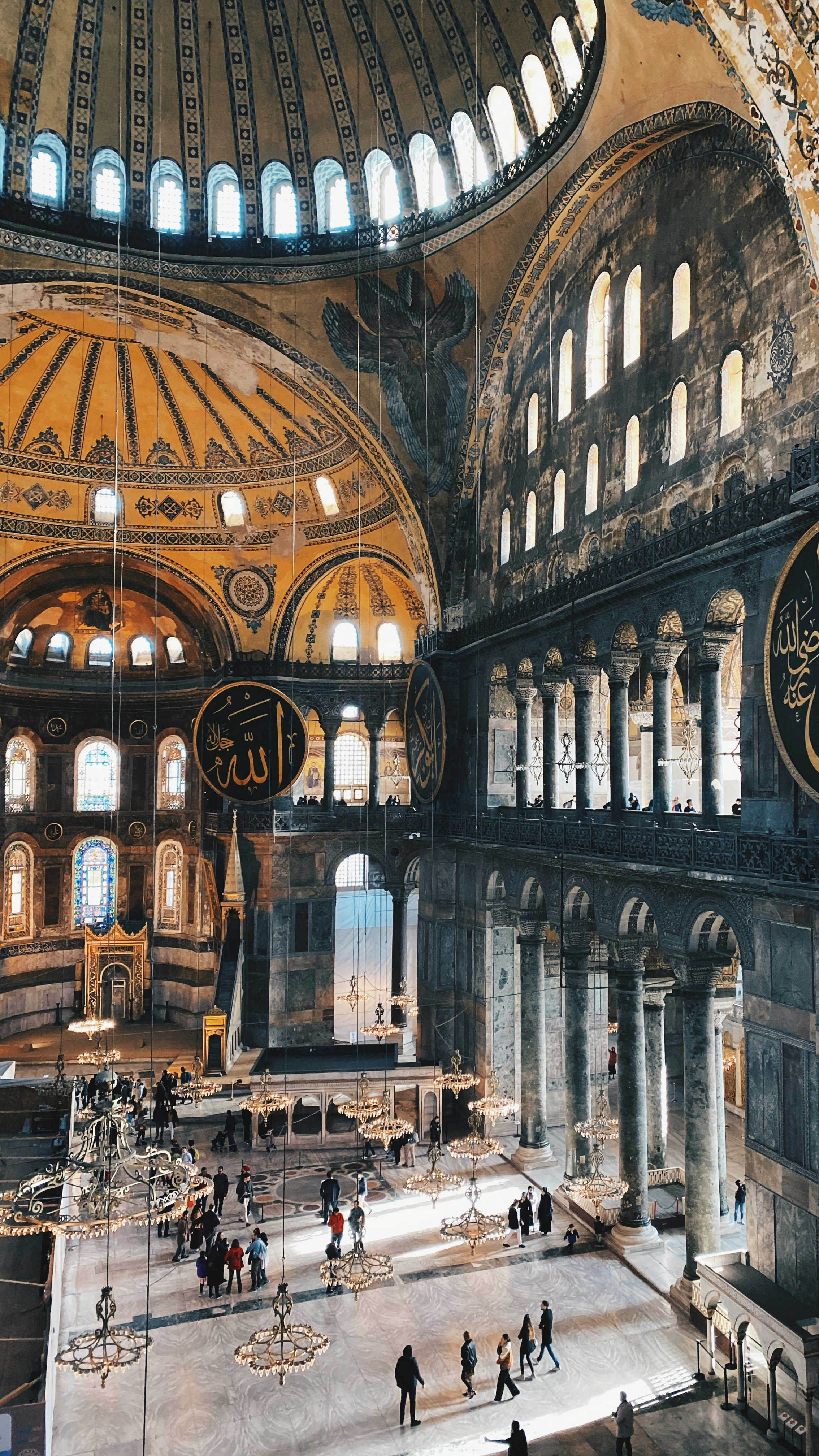 Hagia Sophia at Twilight: Golden Light Drapes the Marble Nave