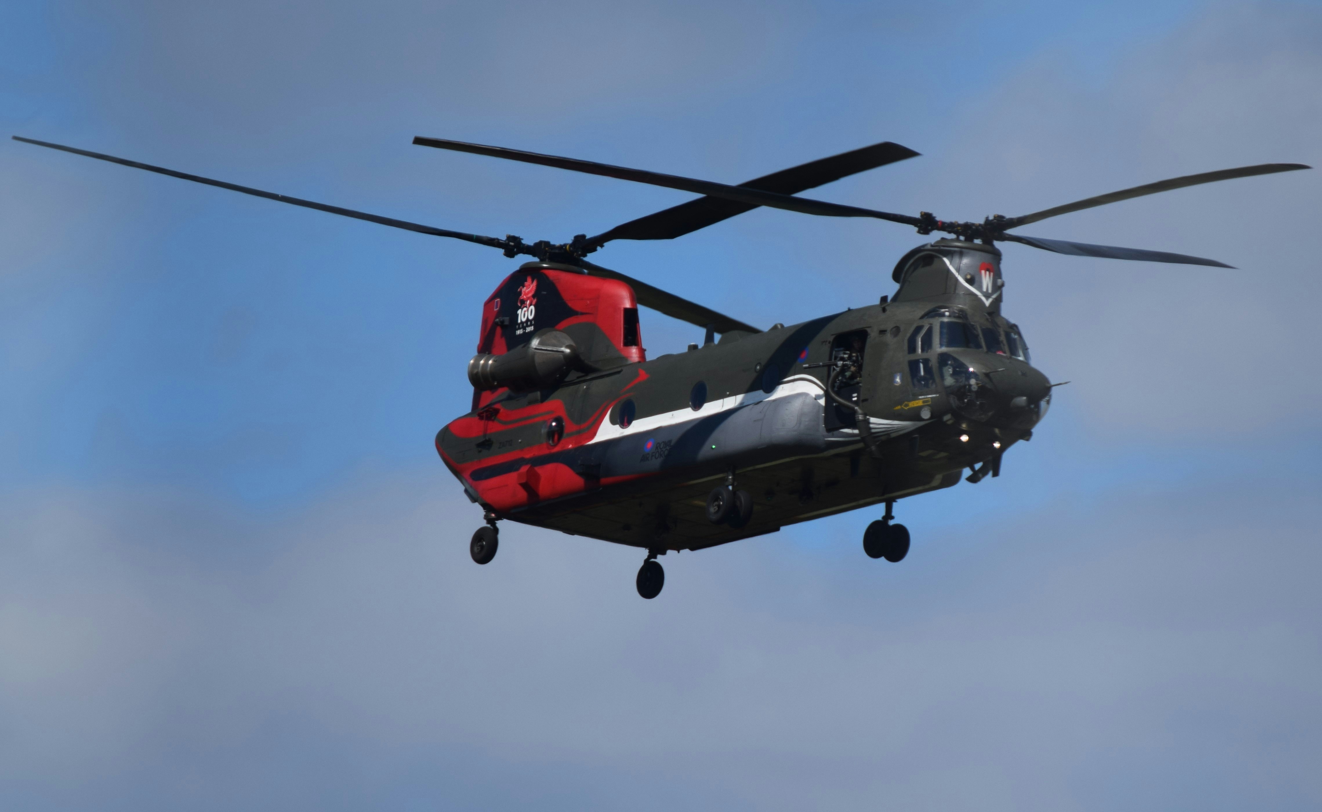 Red And Black Helicopter