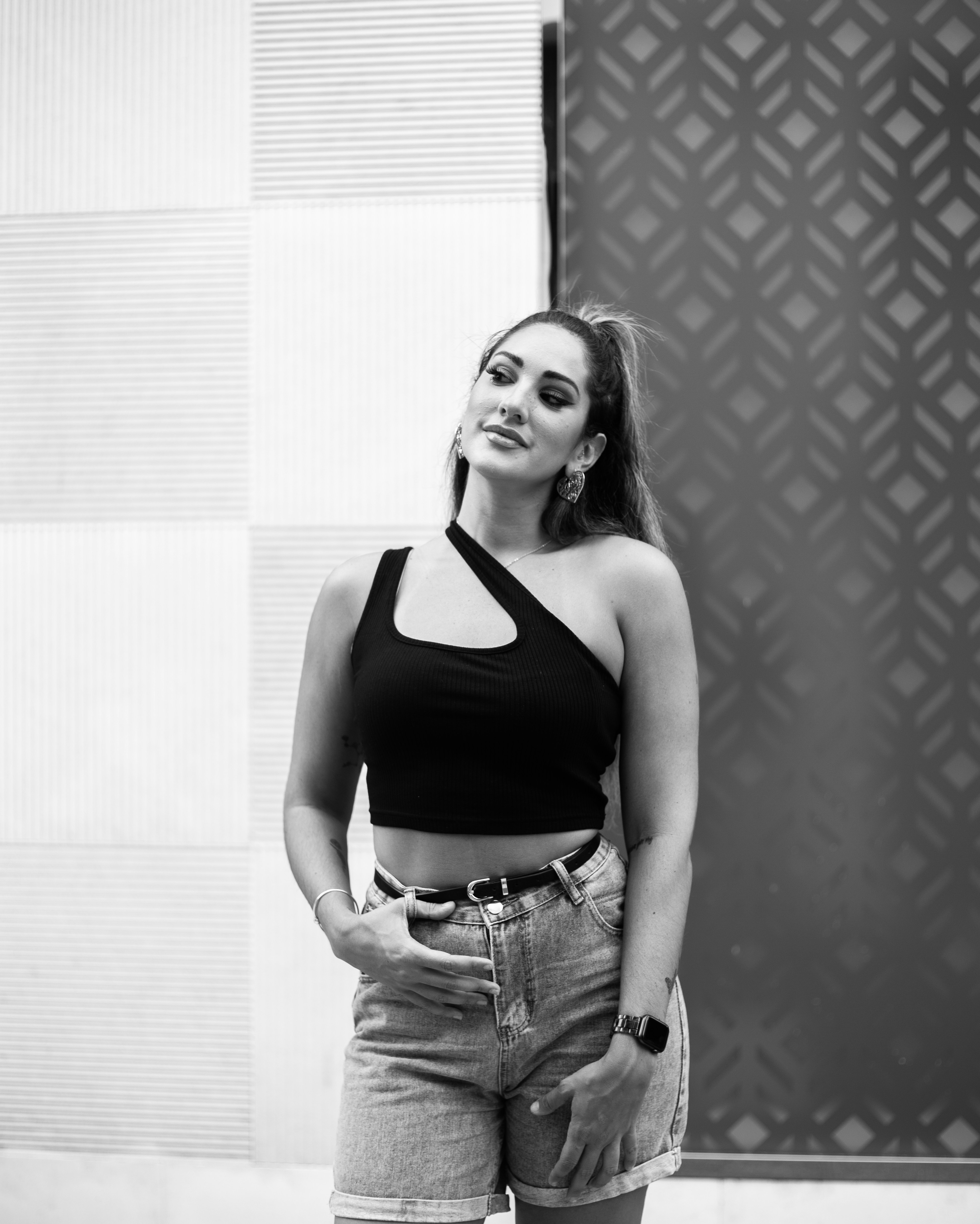Monochrome Portrait at the Boundary of Tiles and Pattern