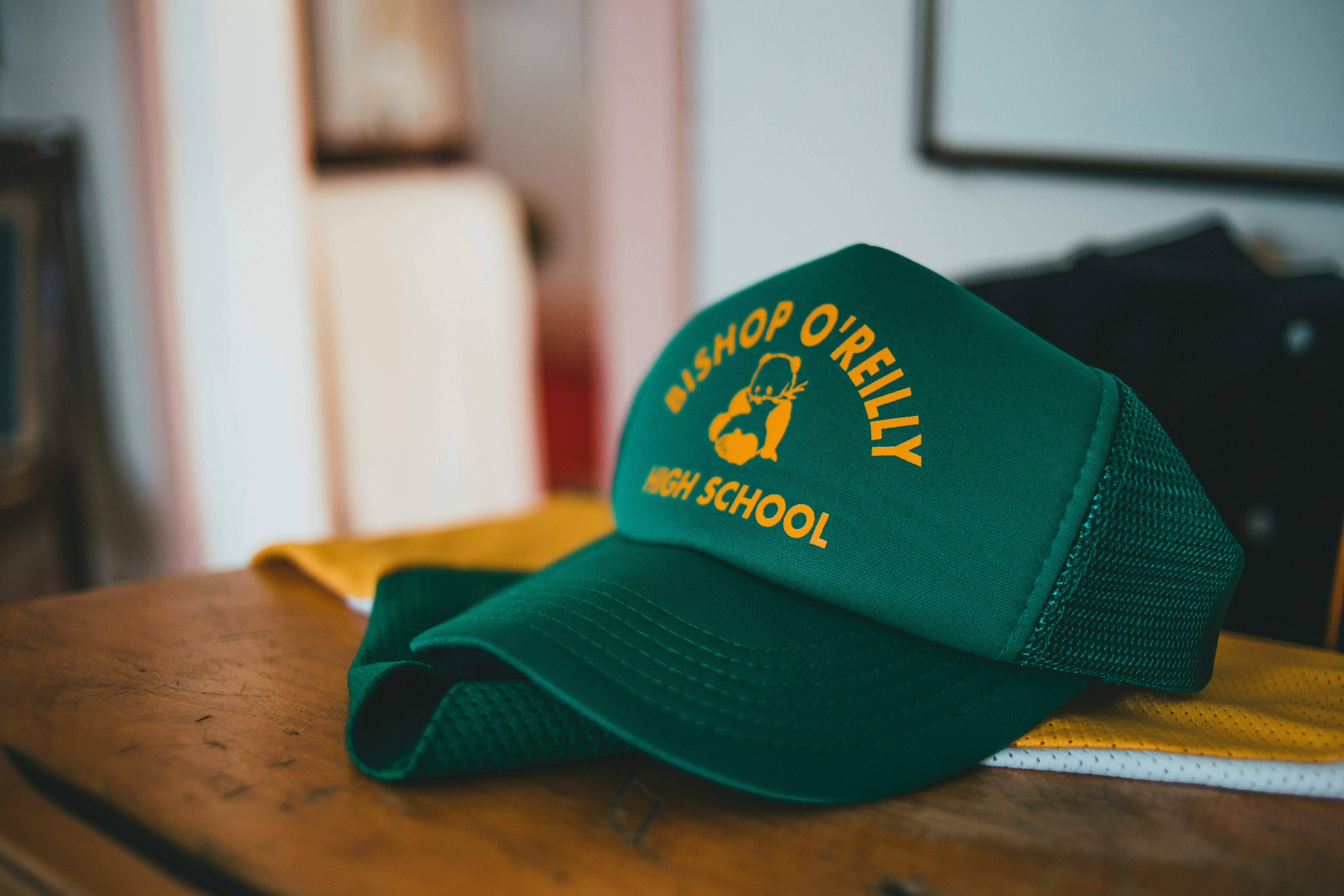 Emerald Cap on a Weathered Desk: a Quiet School Moment