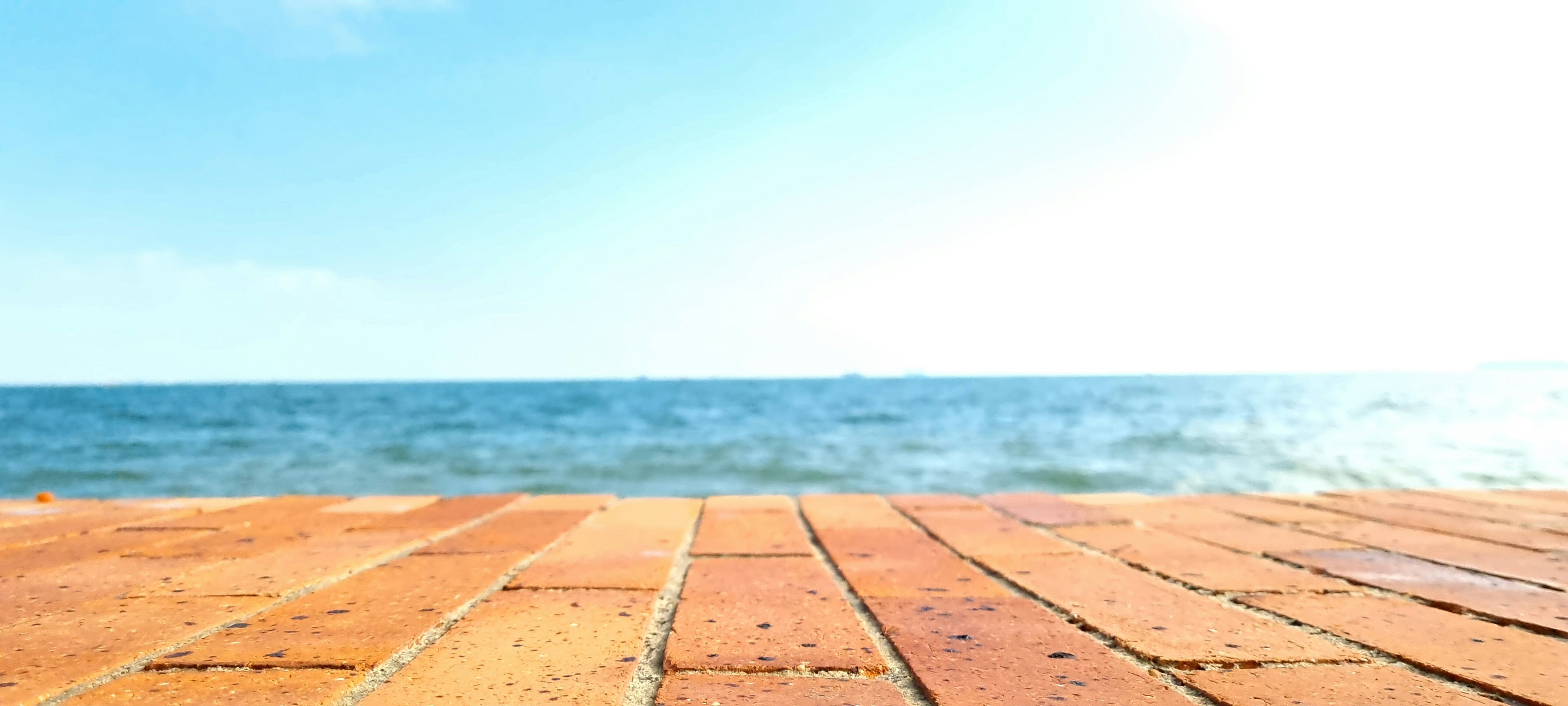 Brick Promenade to the Sea: A Quiet Seascape