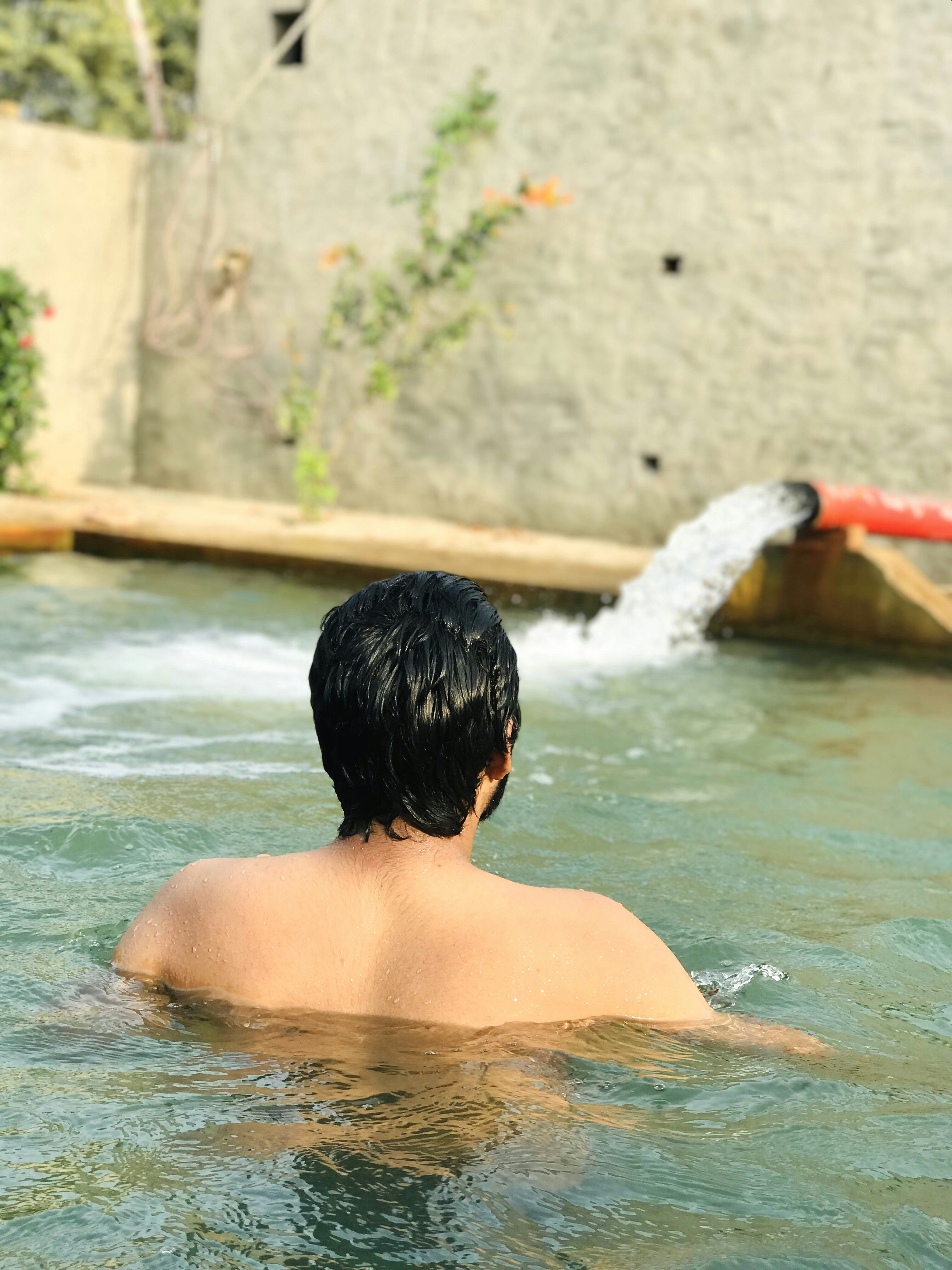Back View by the Concrete Cascade Pool