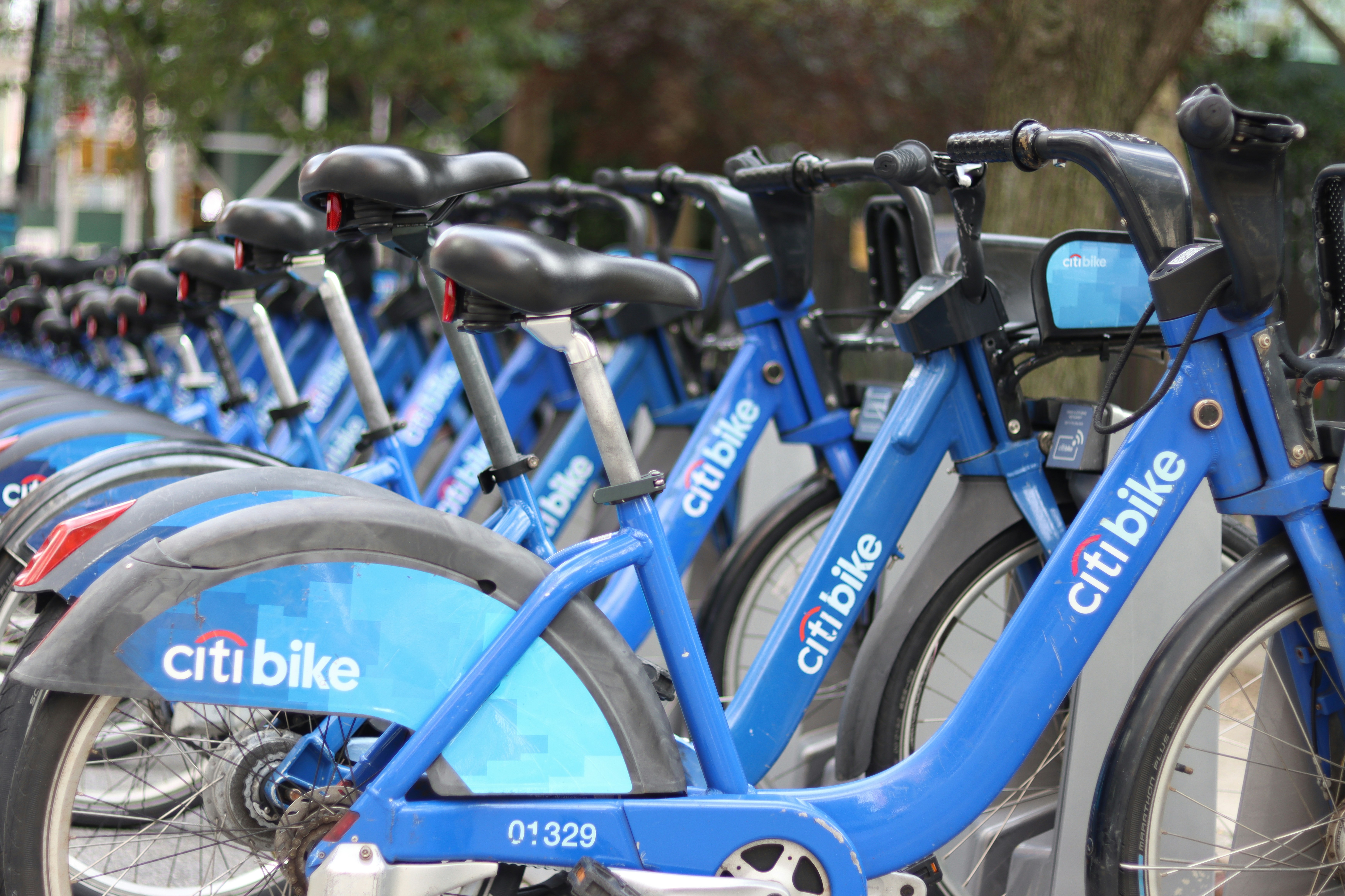 Blue CitiBike Lineup: Repeating Shapes and Brand Identity
