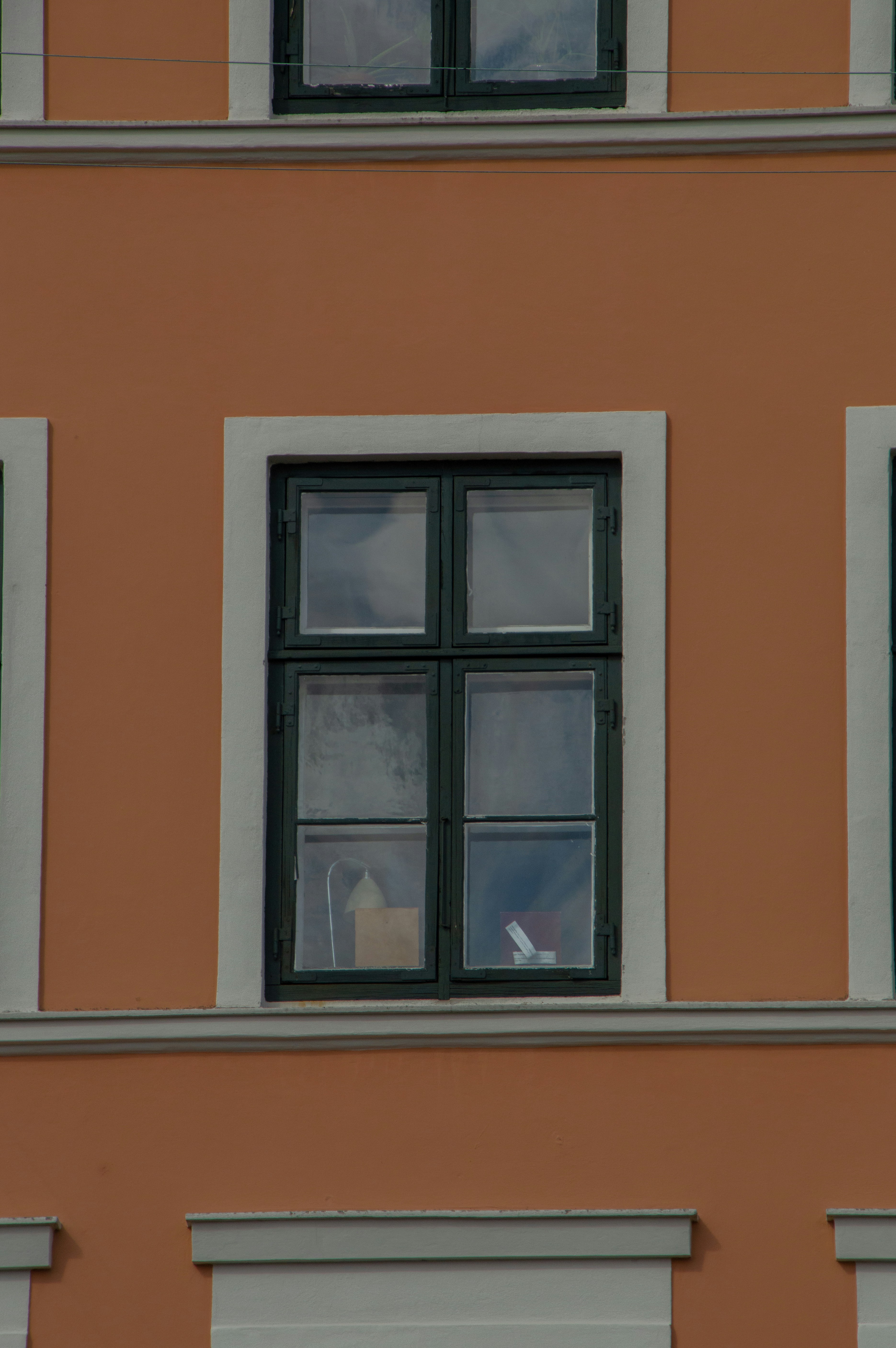 white wooden framed glass window
