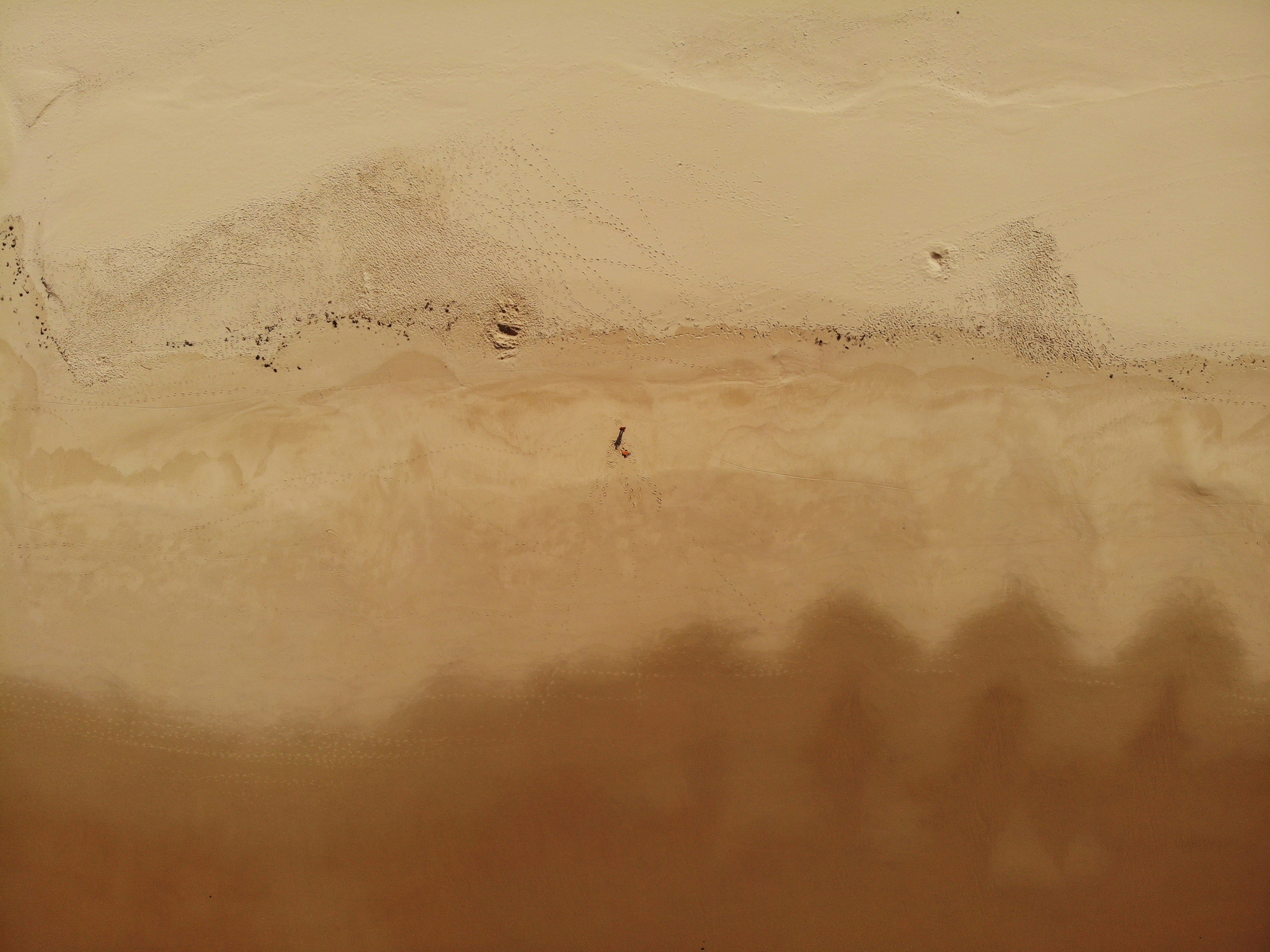 Beach at low tide from above