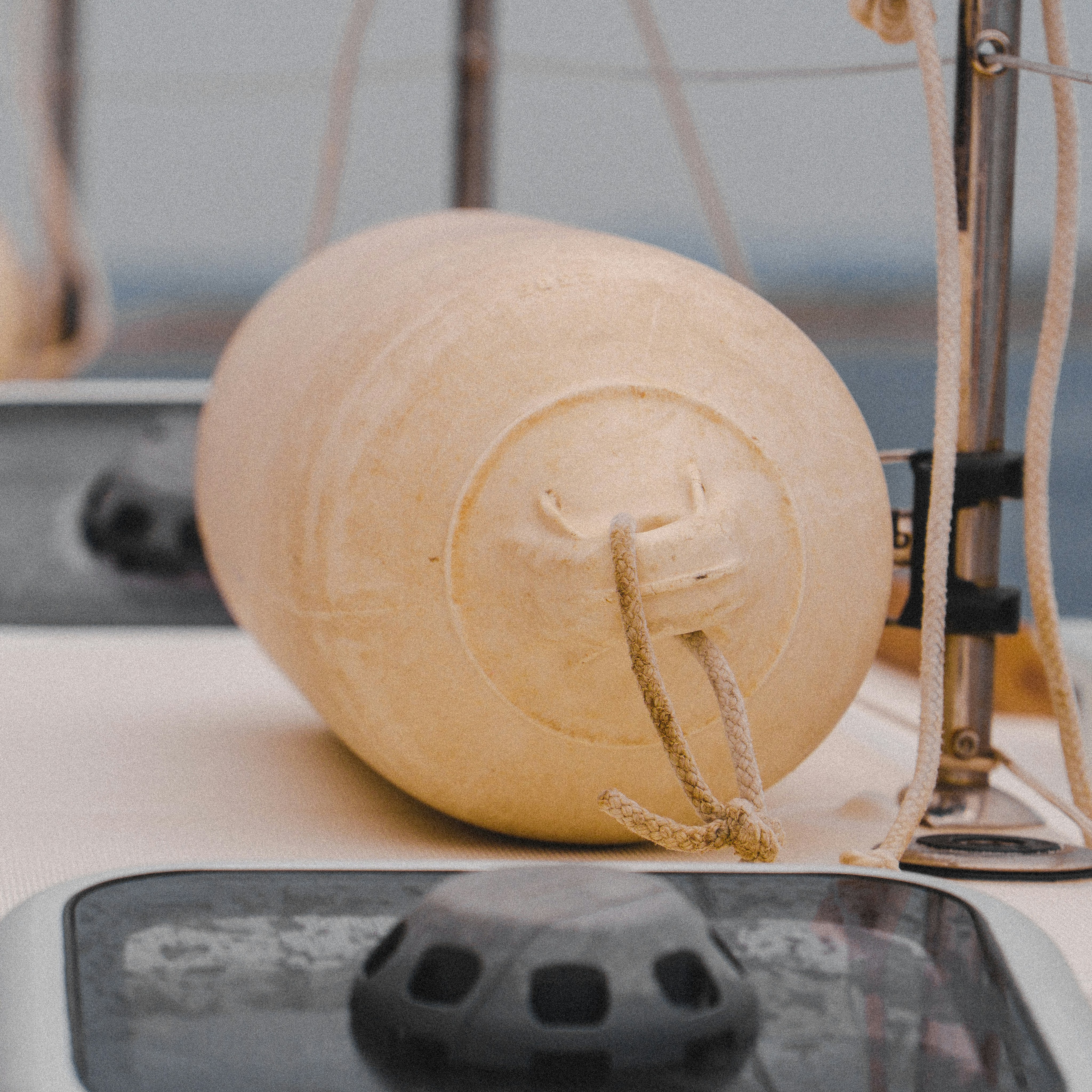 Buttery Runner: A Close-Up of a Sailboat Pumice Lifeline on Deck