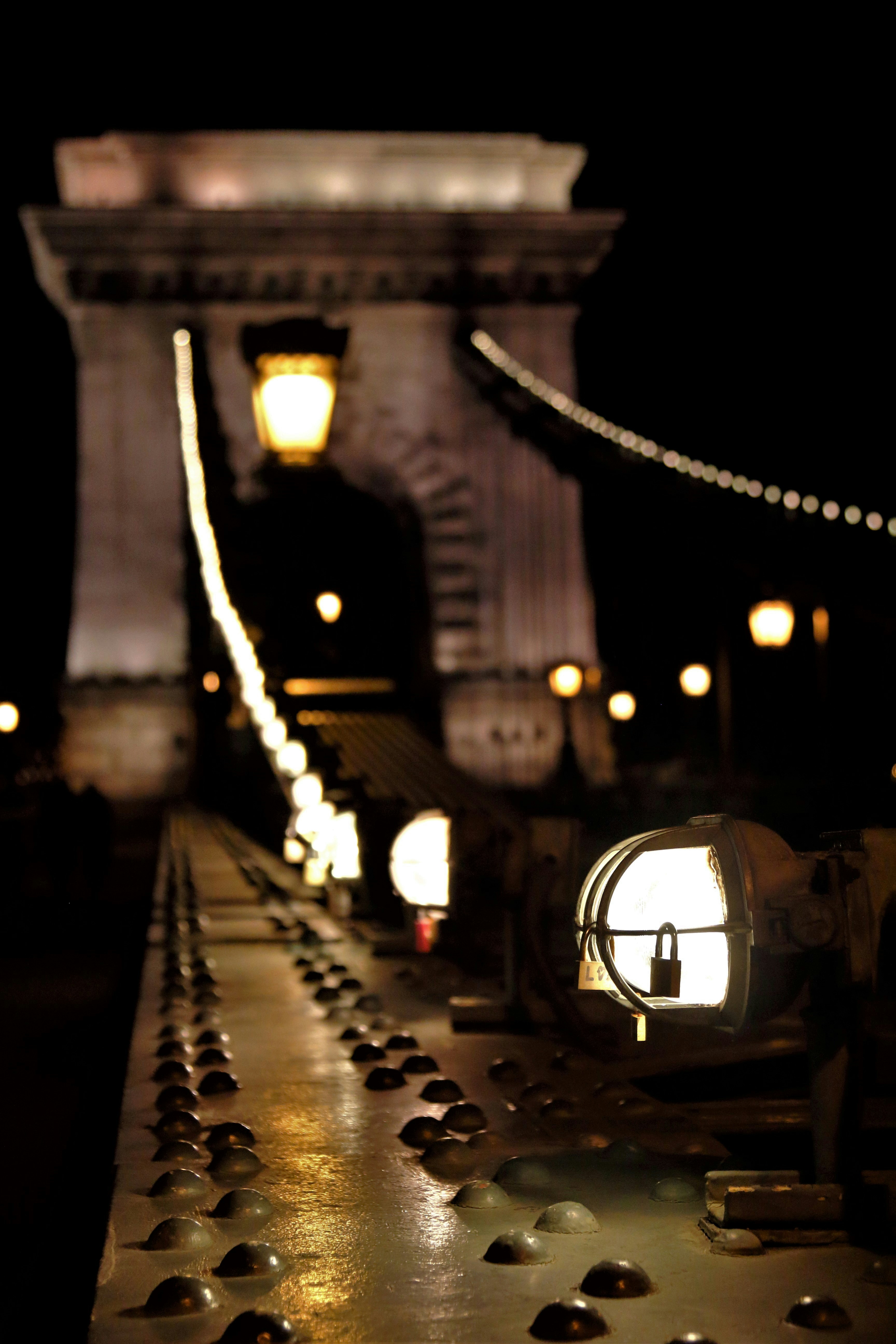 Luminous Lanes on the Chain Bridge: A Night Walk in Soft Focus