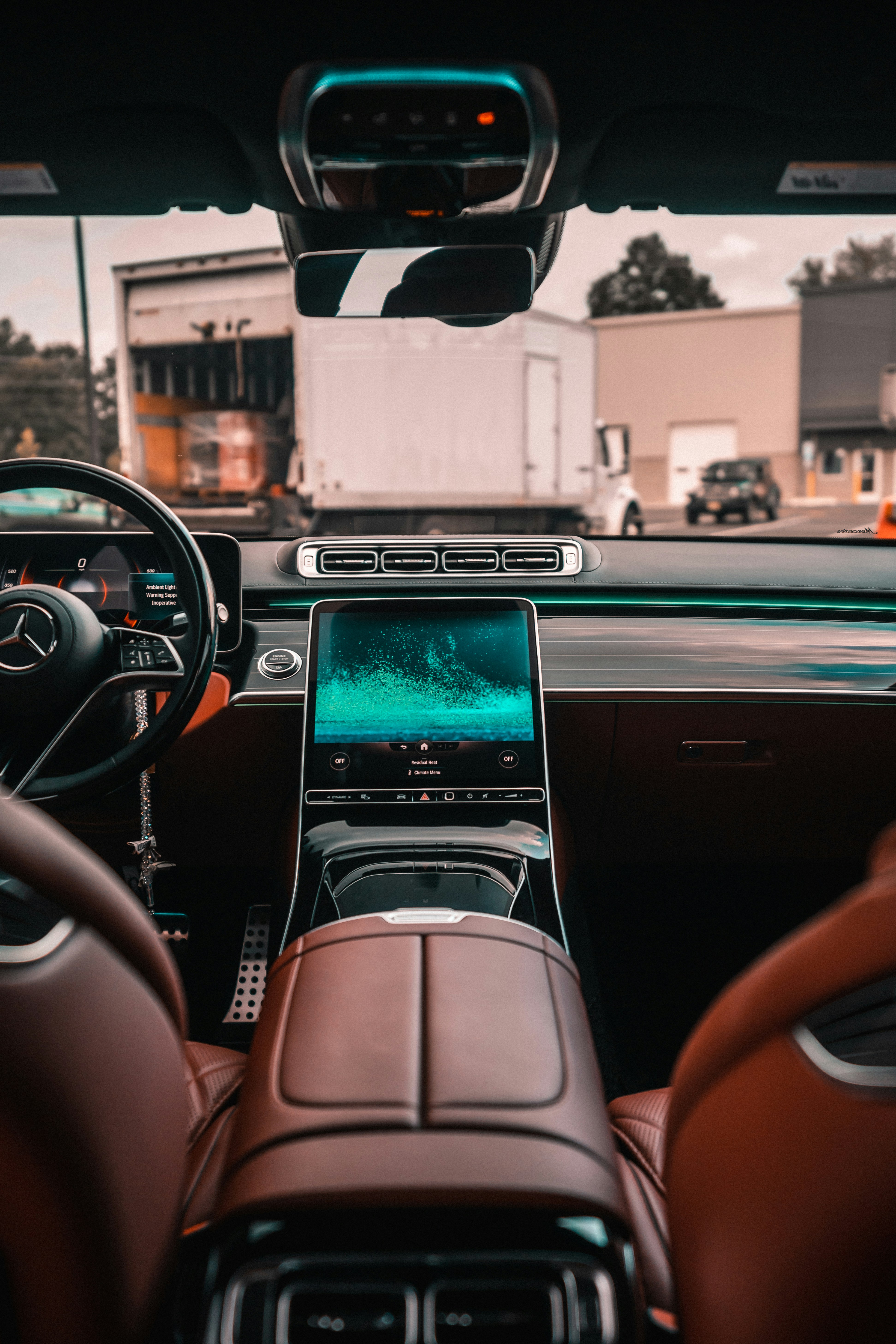 Teal Screen in a Leather Citadel: Center Console Focus