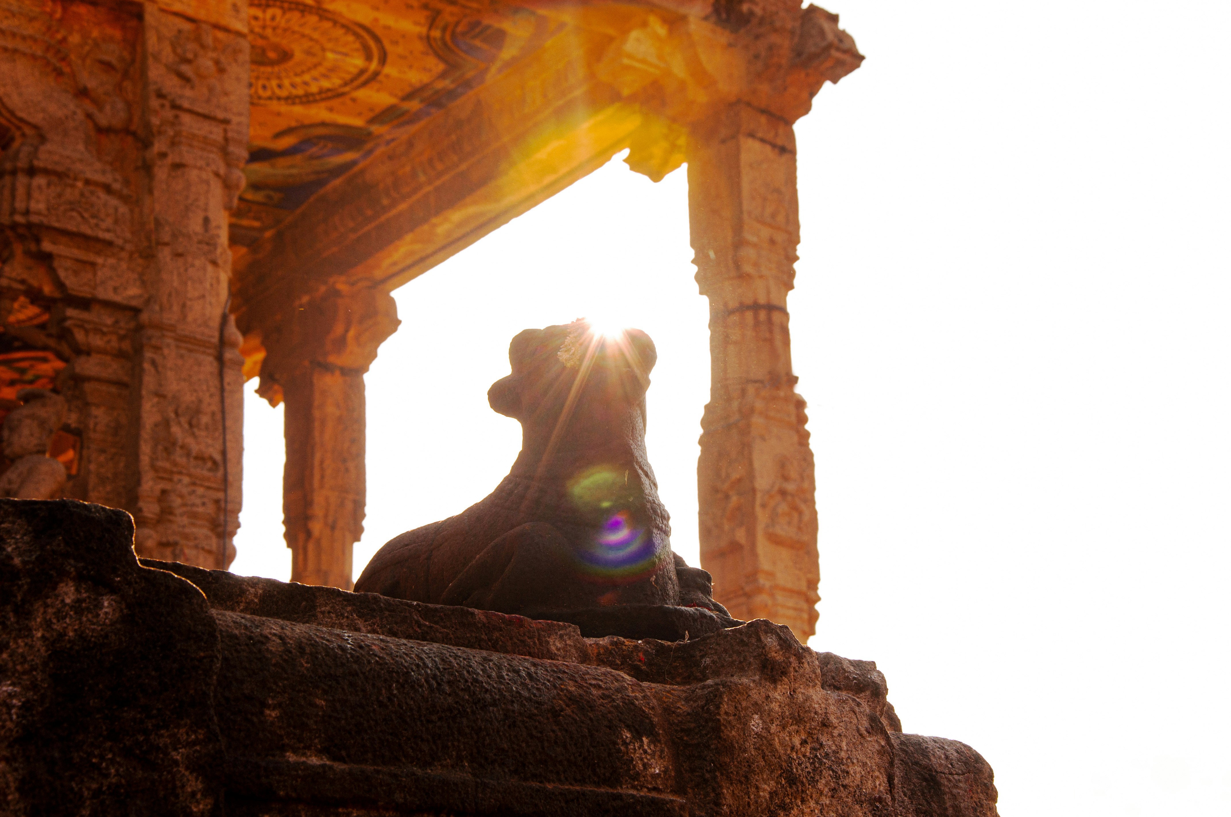 Sunlit Silhouette of Nandi at Brihadisvara