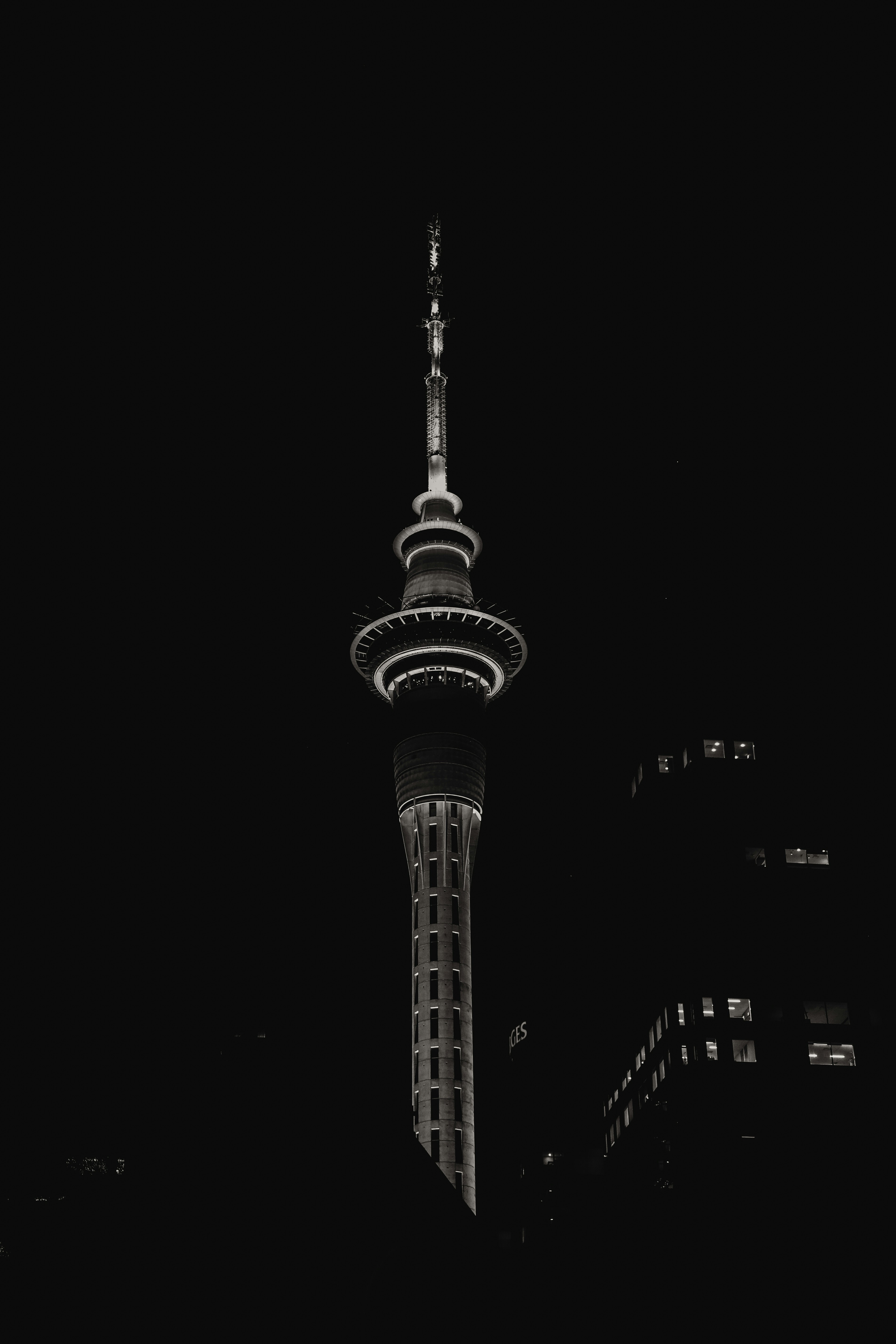 Nightfall Needle: A Monochrome Spire Piercing the City