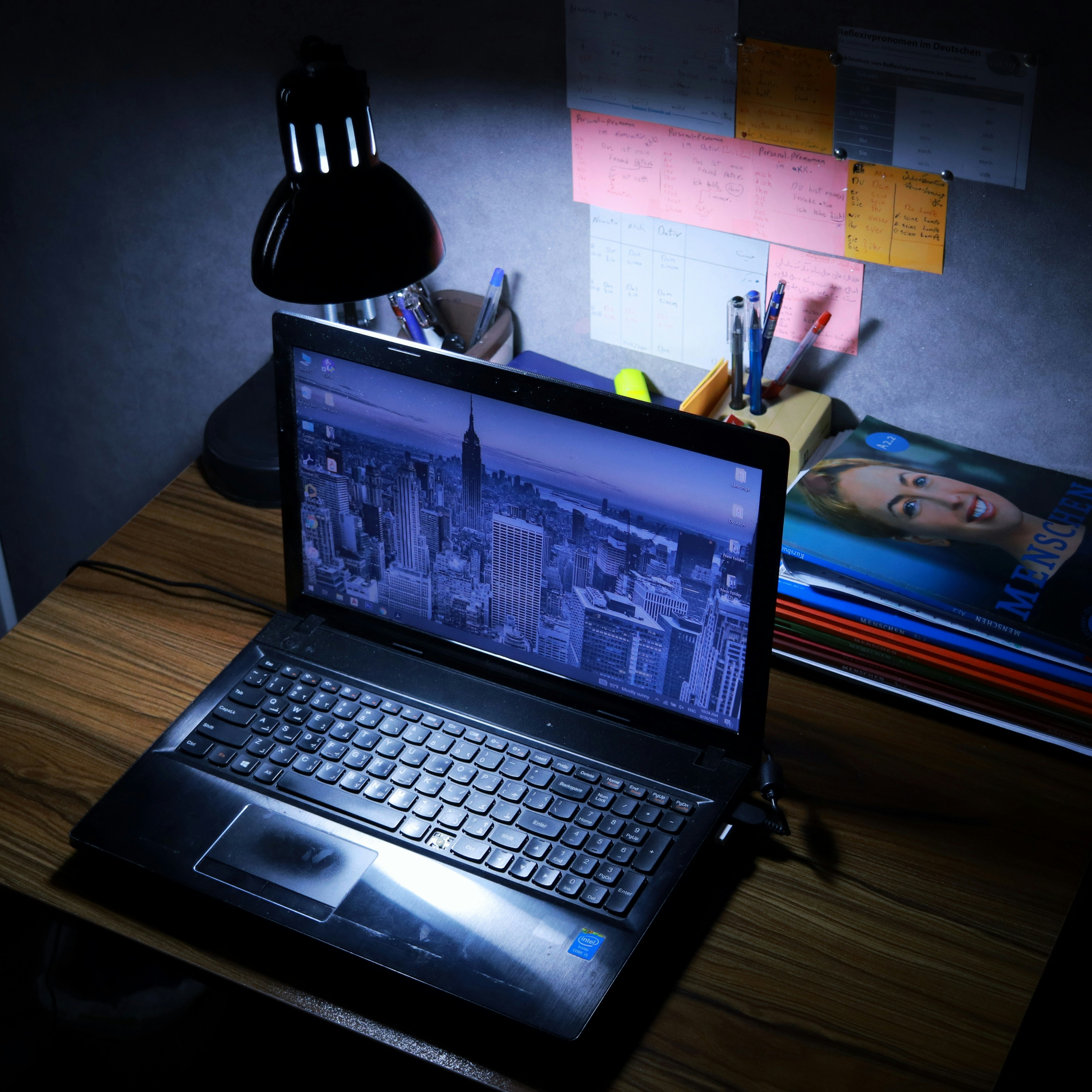 Black laptop computer on brown wooden table photo – Free Iran Image on ...