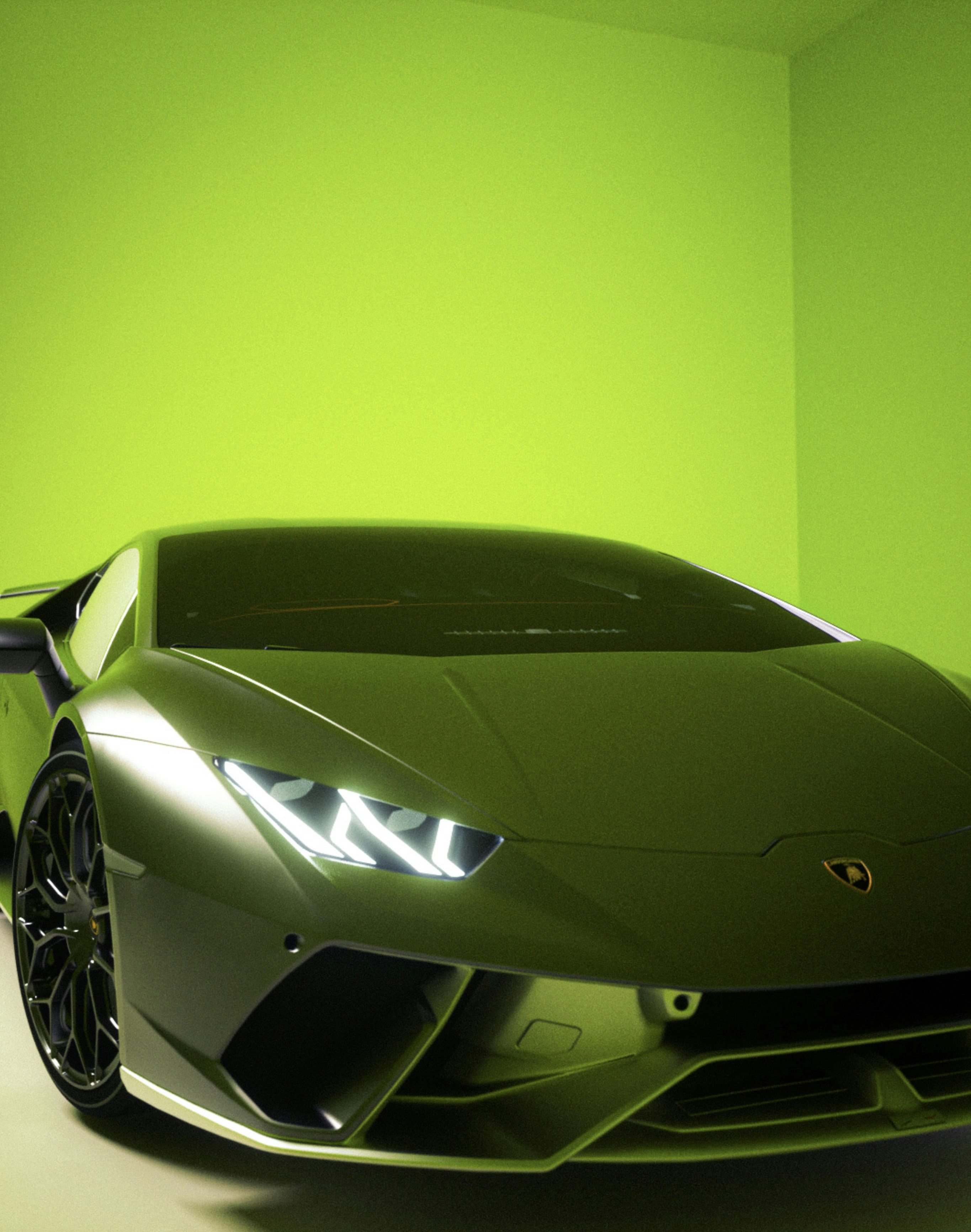 A green sports car in a green room photo – Free Render Image on Unsplash