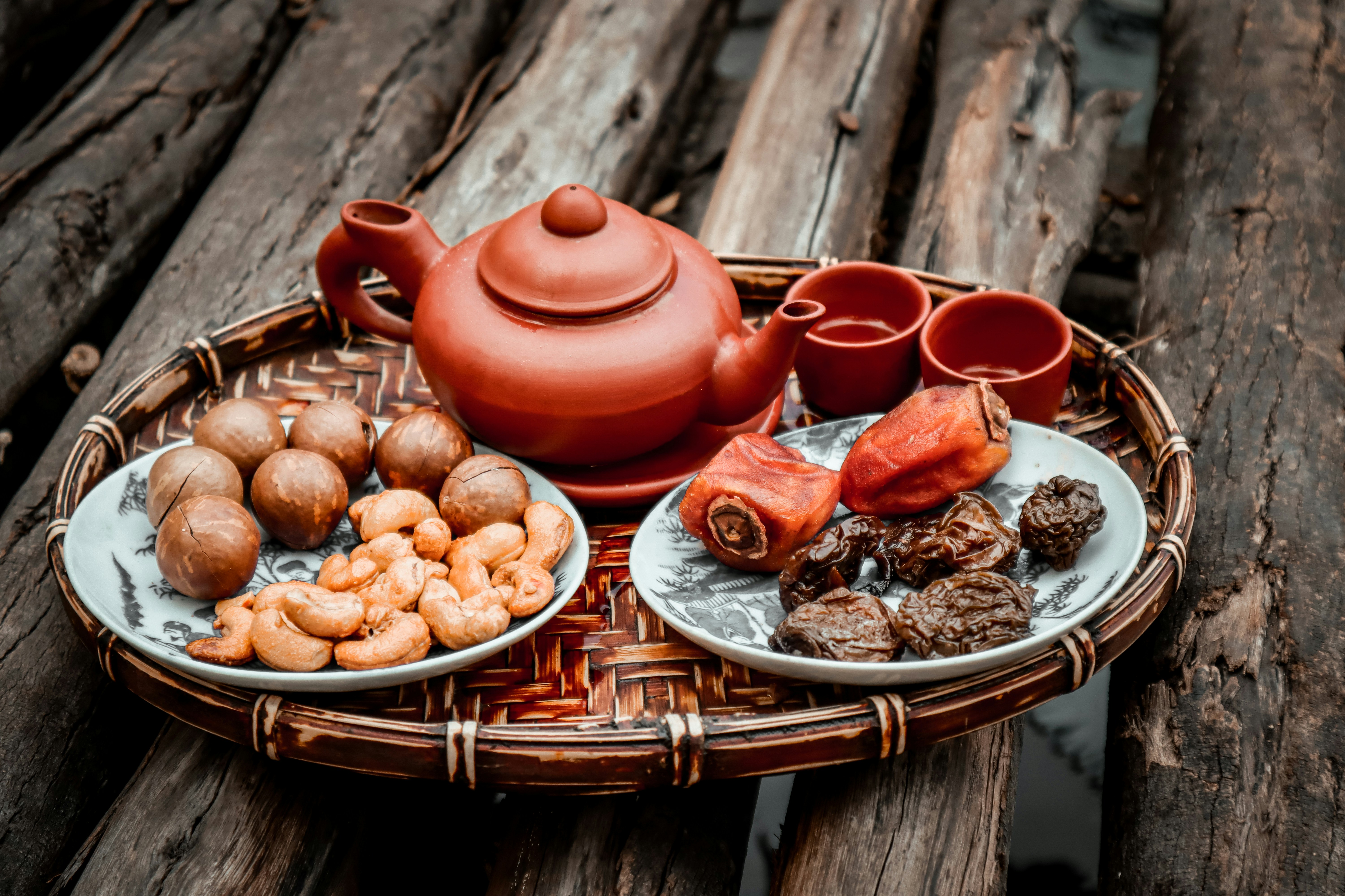 Tea Time on a Rustic Platter