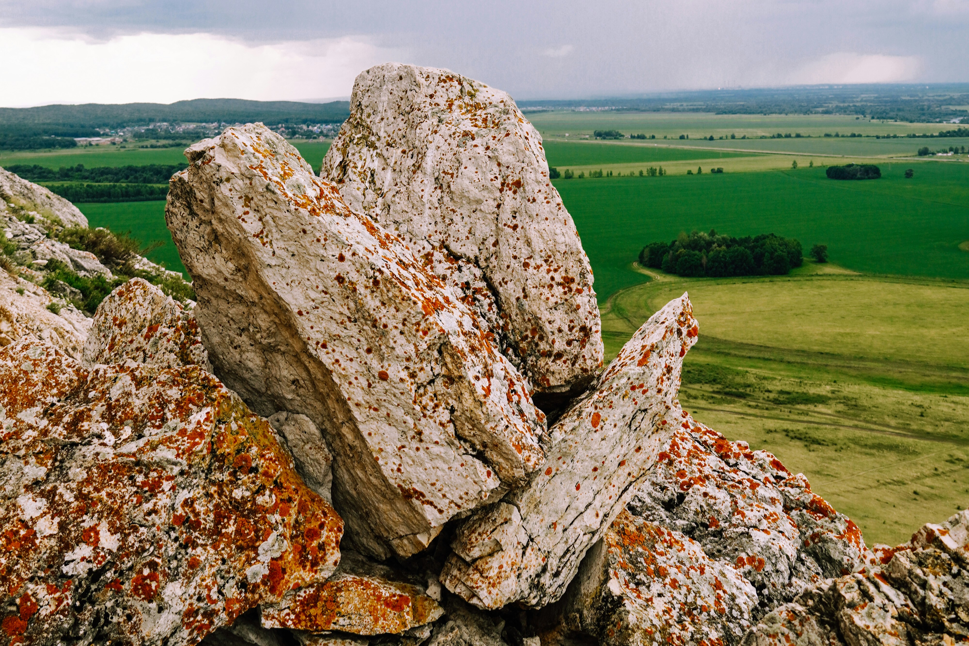 Lichen-clad Monoliths Over a Quiet Prairie