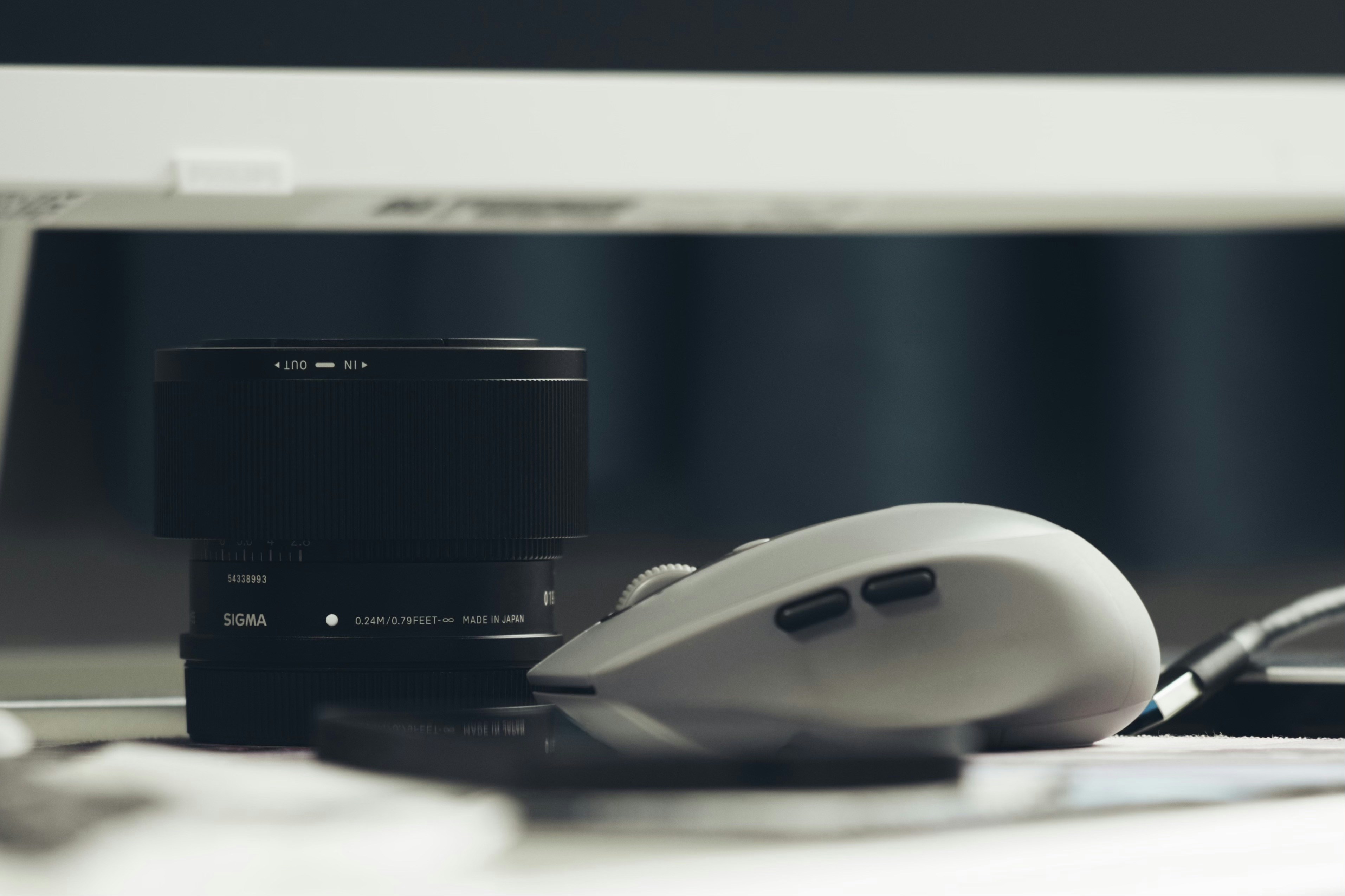White and black cordless computer mouse on white table photo – Free ...