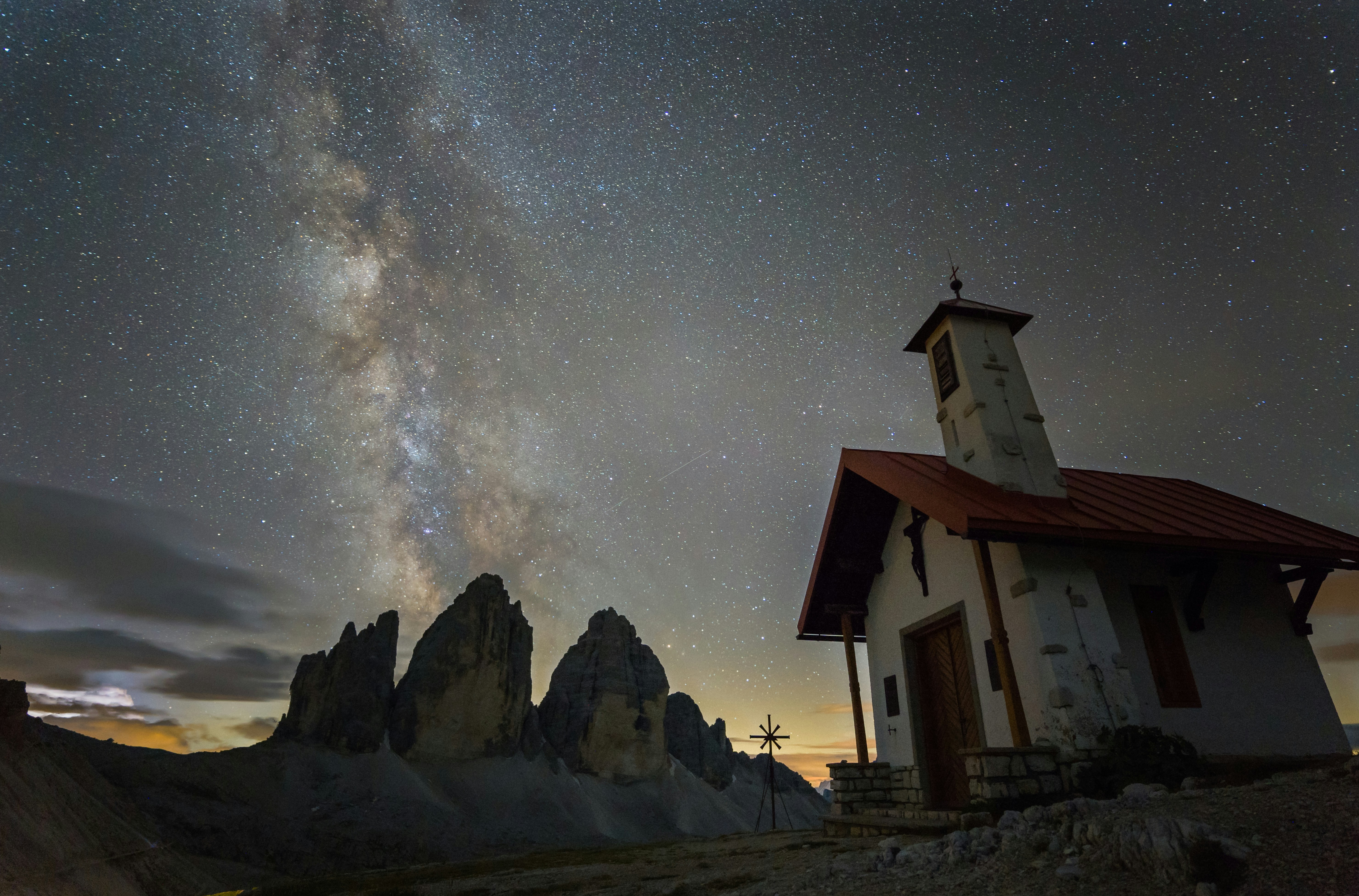 Milky Way over the Little Chapel: Night Silence among Peaks