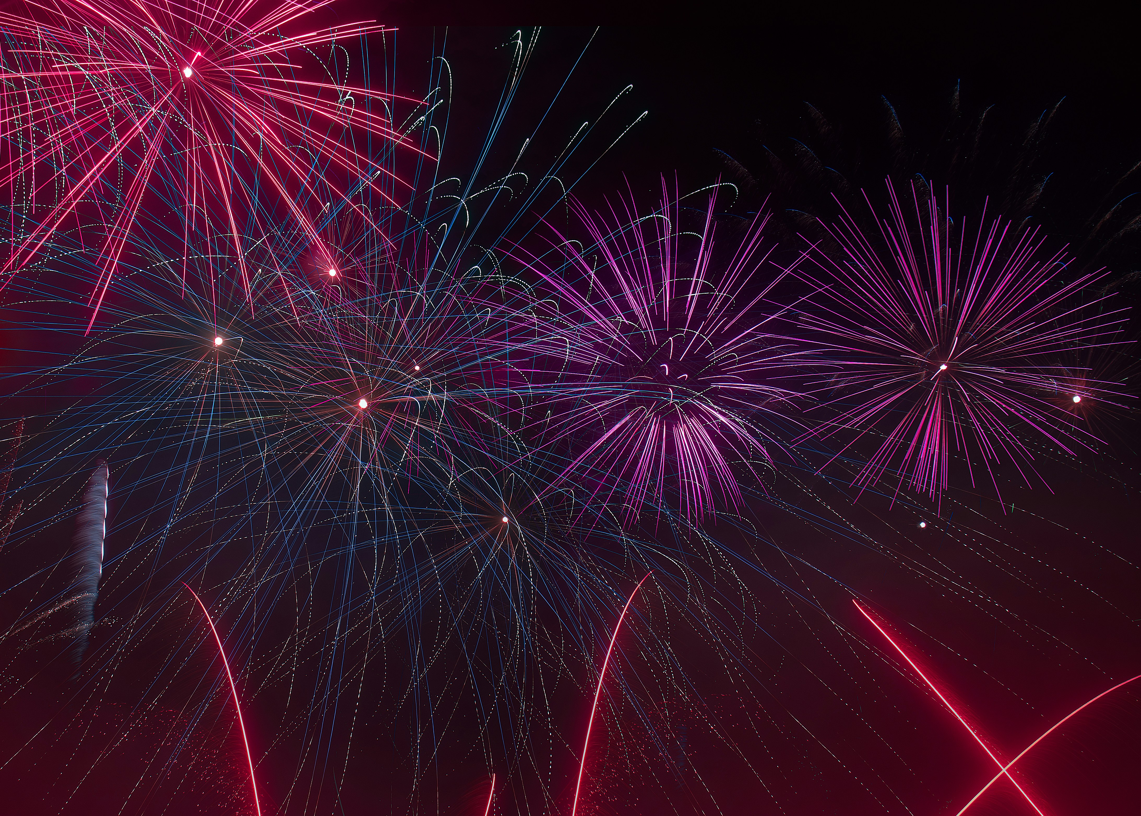 Red and white fireworks display during nighttime photo – Free Portugal ...