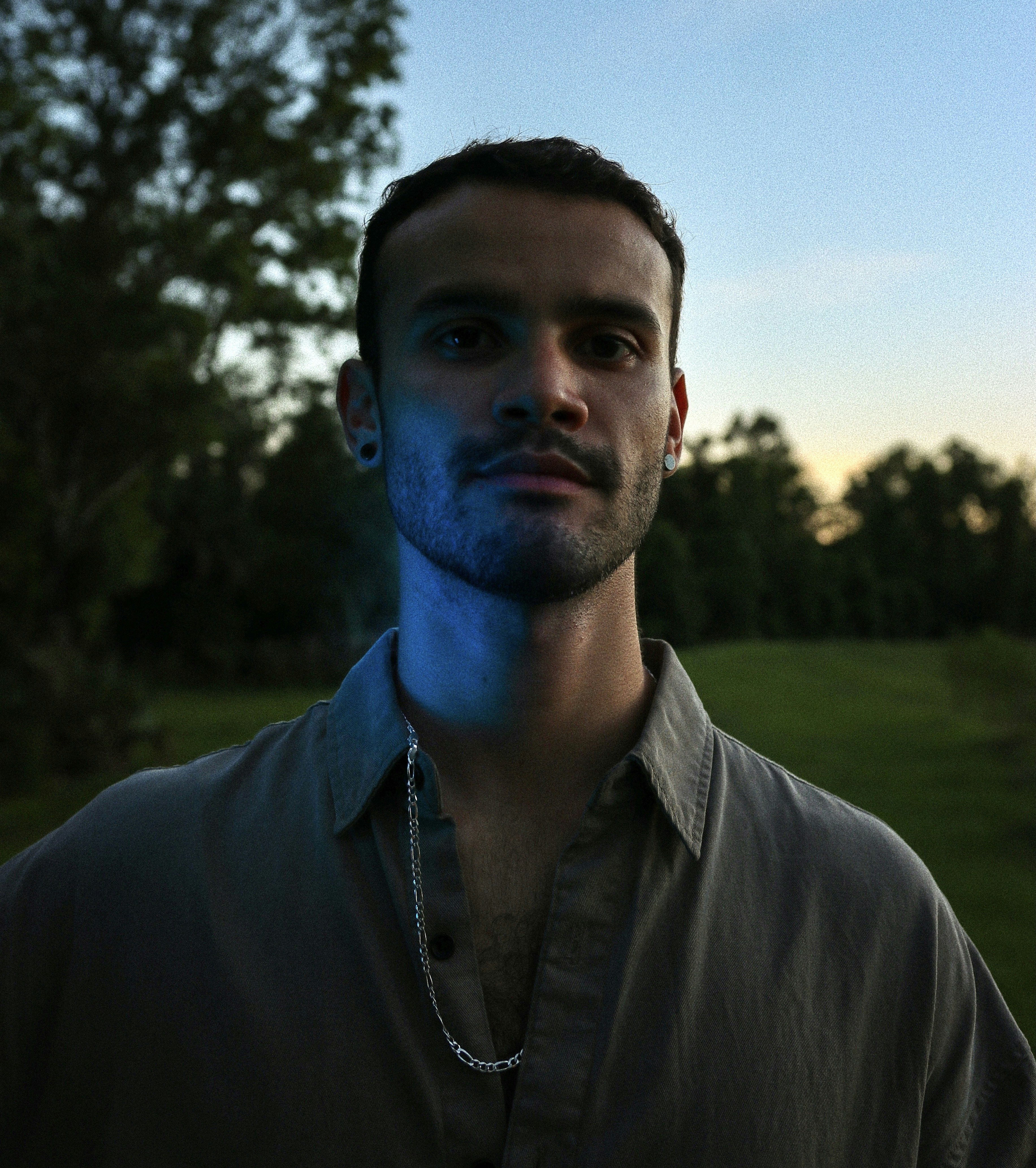 Blue Hour Portrait in a Quiet Dusk Meadow