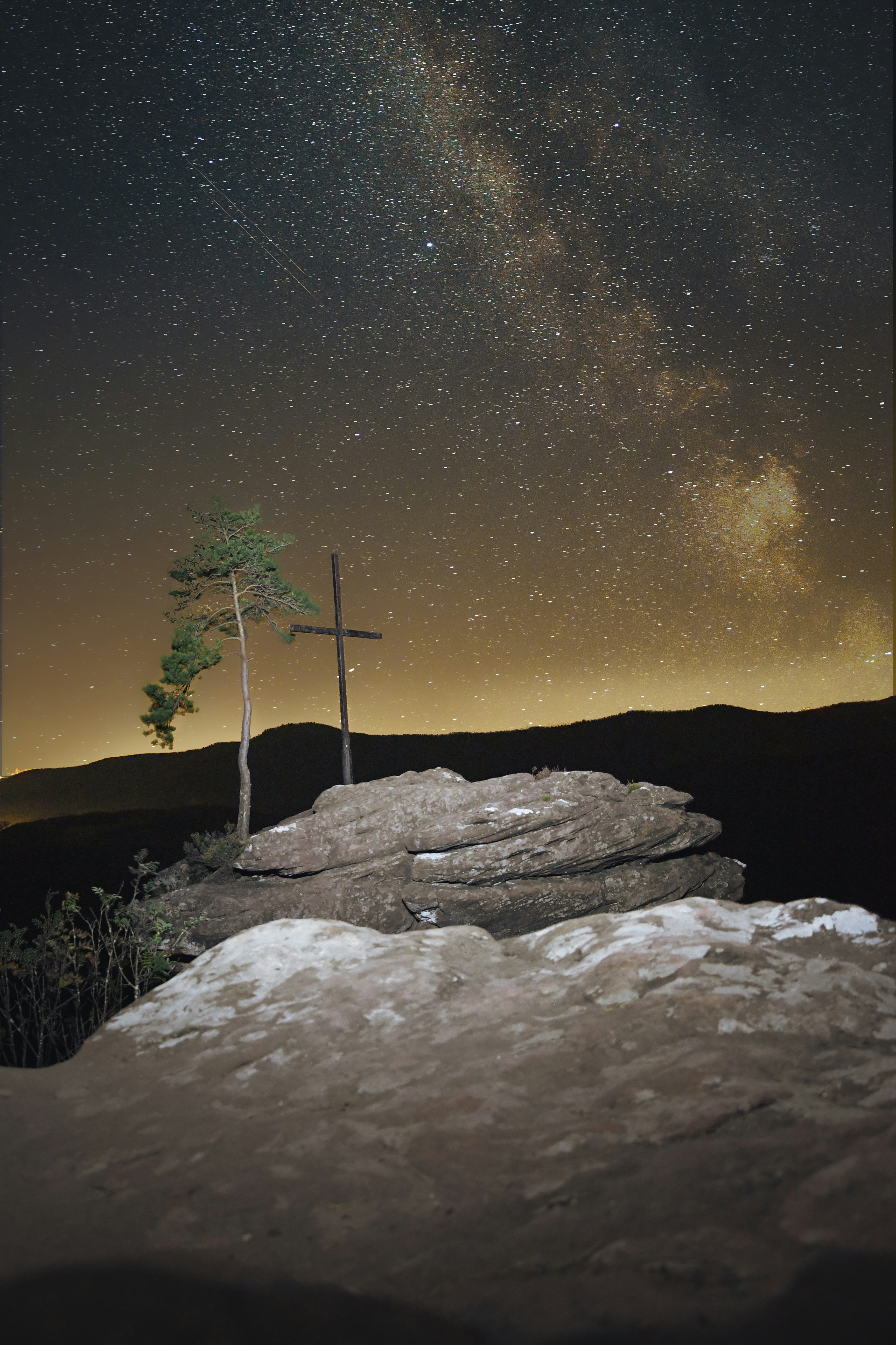 Milky Way Over Silent Stone Cross