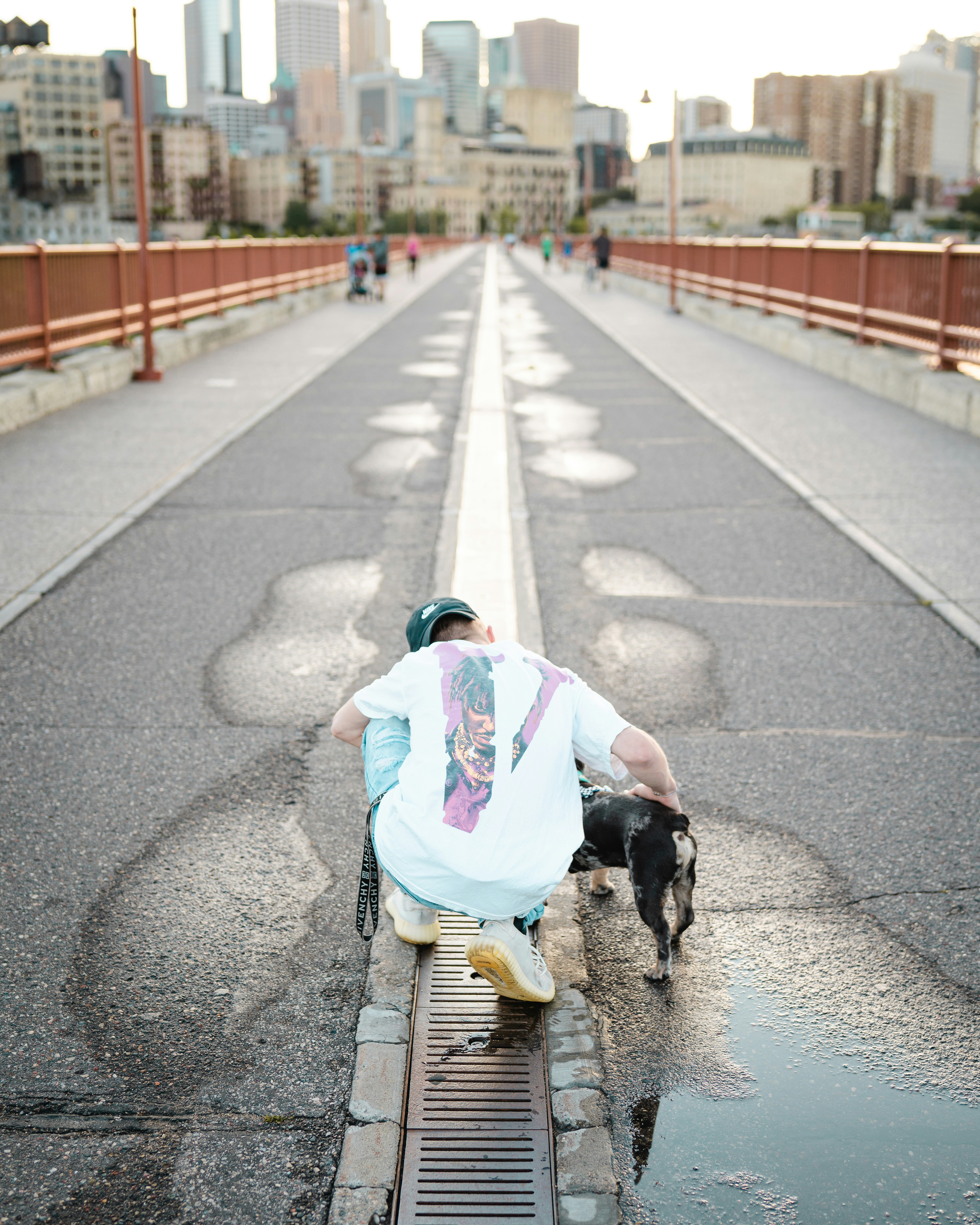 Bridge Runner with a Loyal Companion
