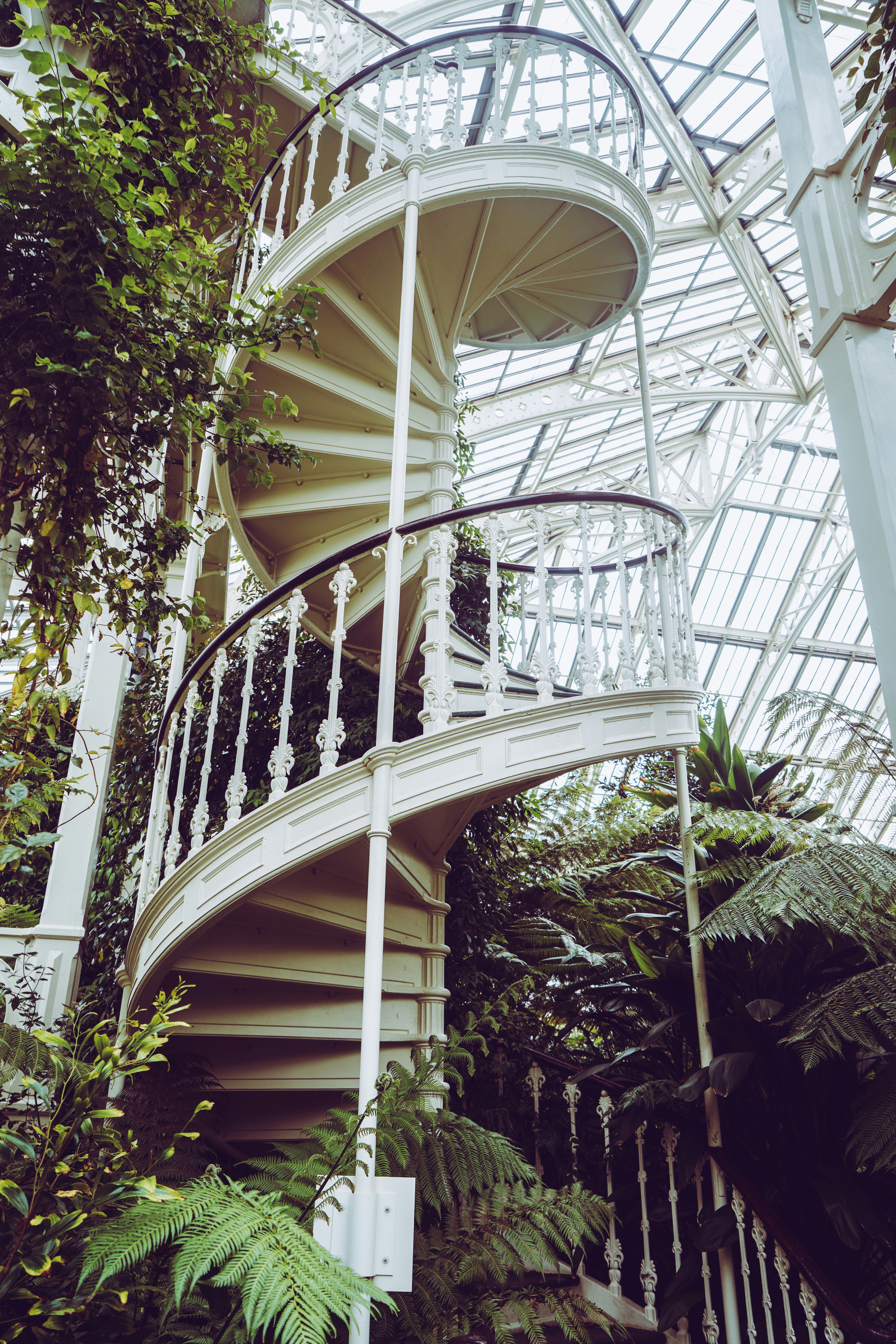 a spiral staircase in the middle of a building