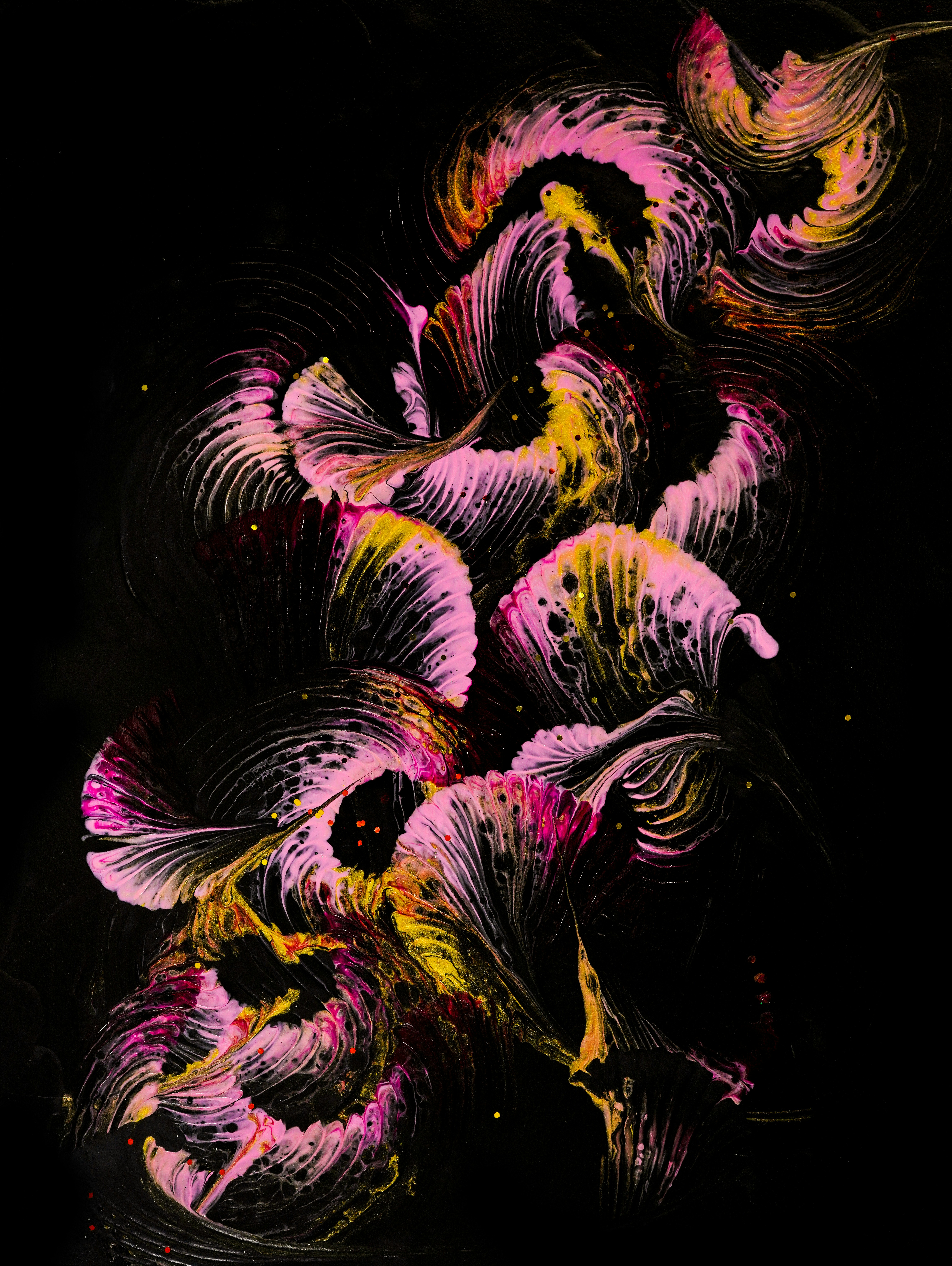 Neon Whorls in Ink: A Midnight Flourish