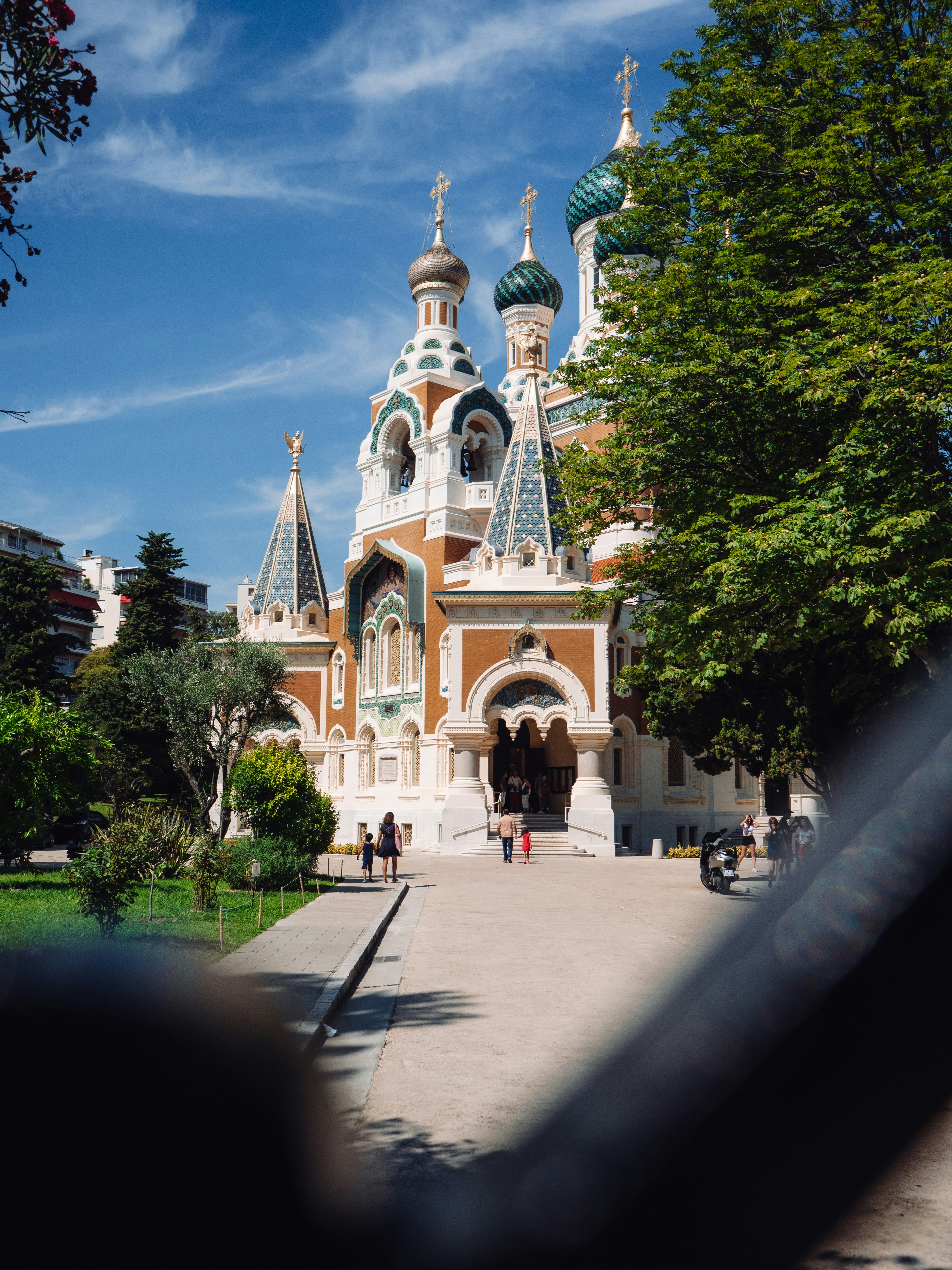 Turquoise Domes at Noon: A Sunlit Russian-Style Church in the City