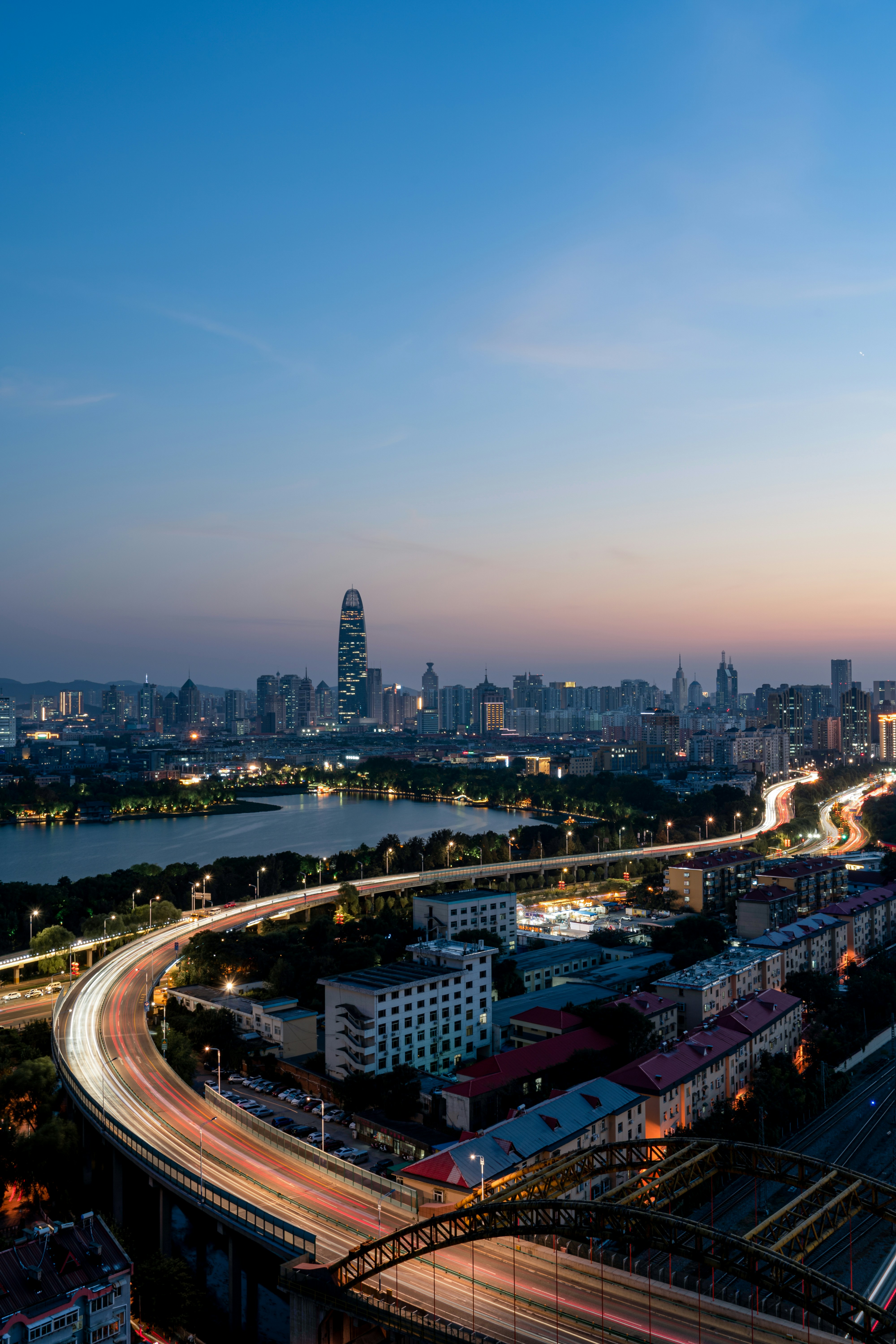 A view of a city at night from a high point of view photo – Free Jinan ...