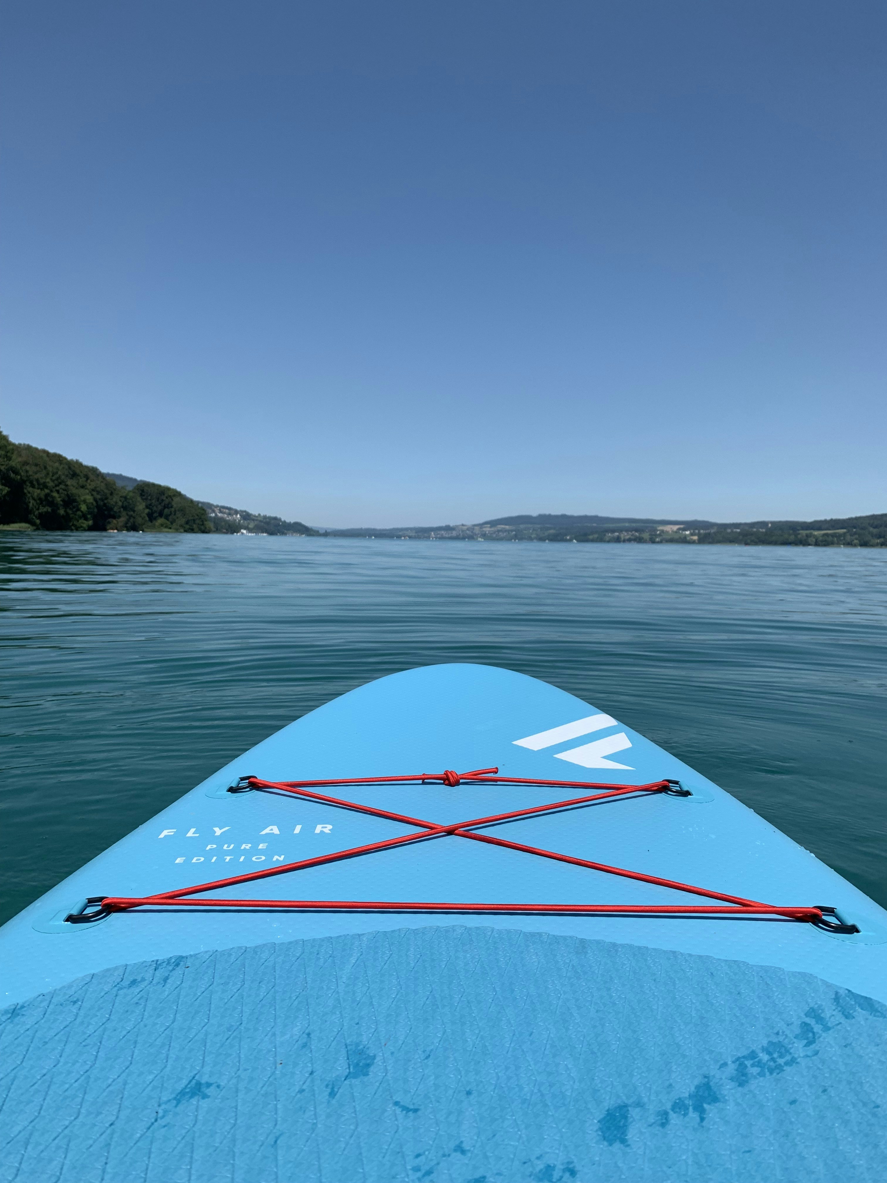 A view from the front of a blue kayak photo – Free Hallwilersee Image ...