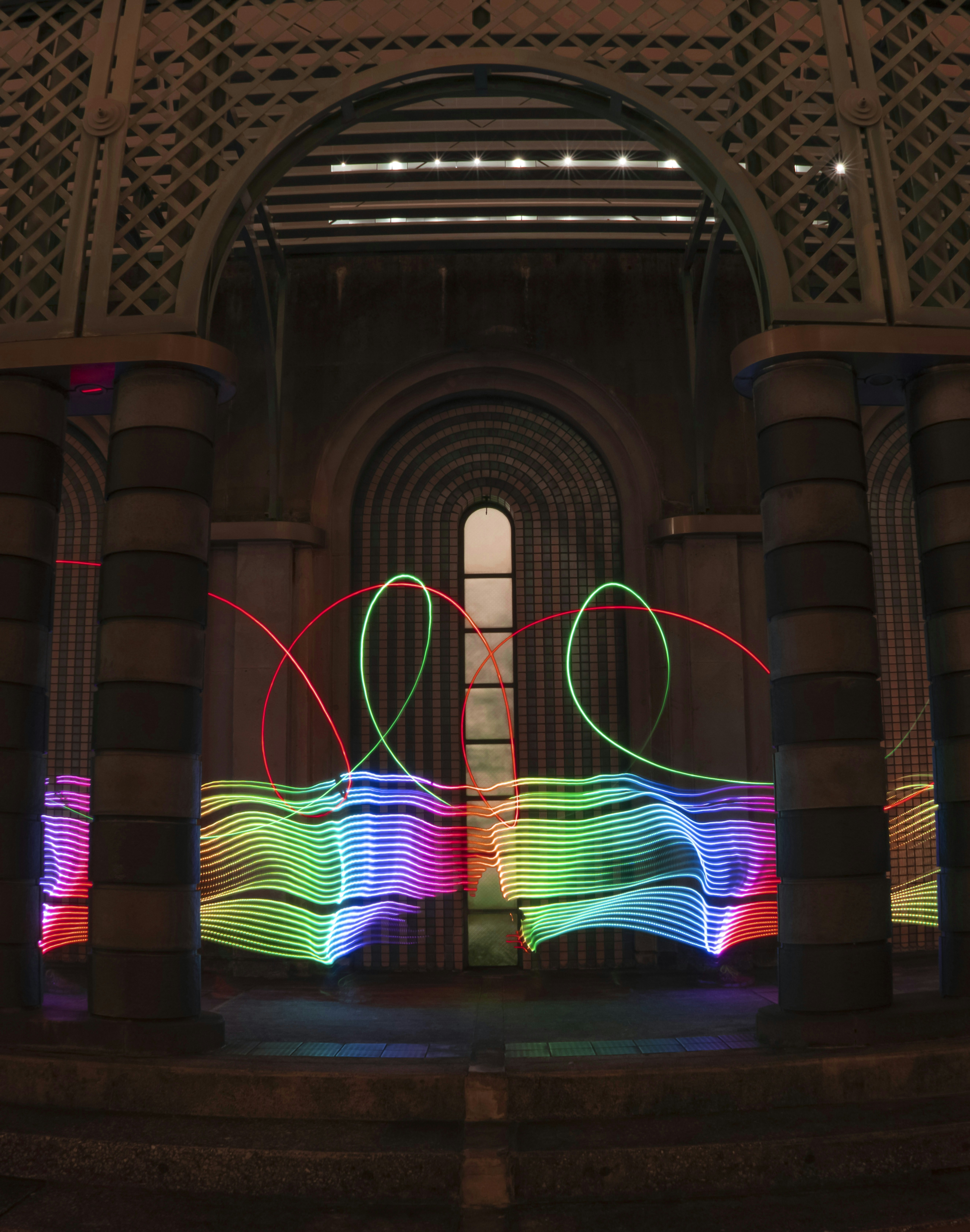 Chromatic Currents Beneath a Gothic Arch