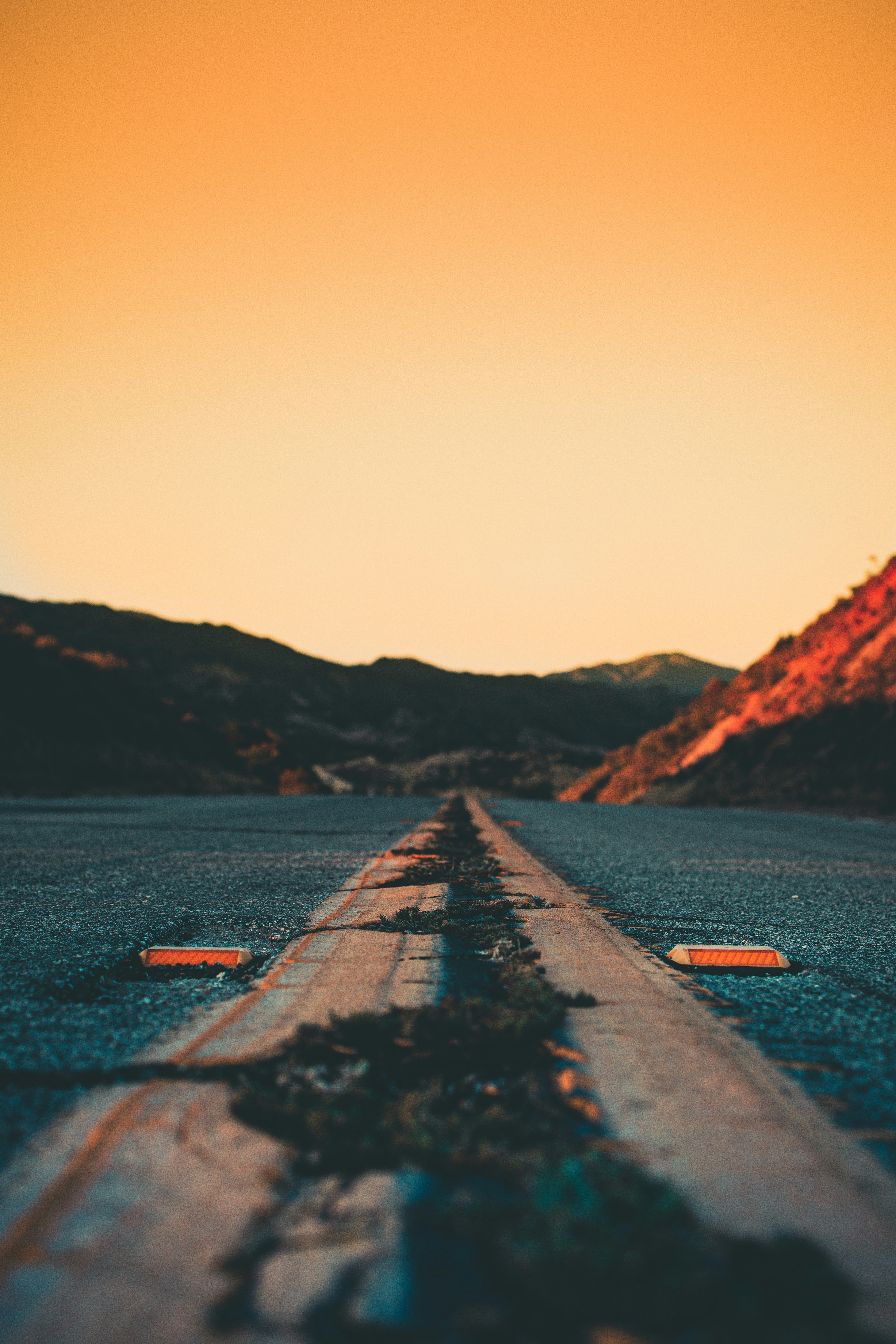 Midline Road to the Horizon at Sunset