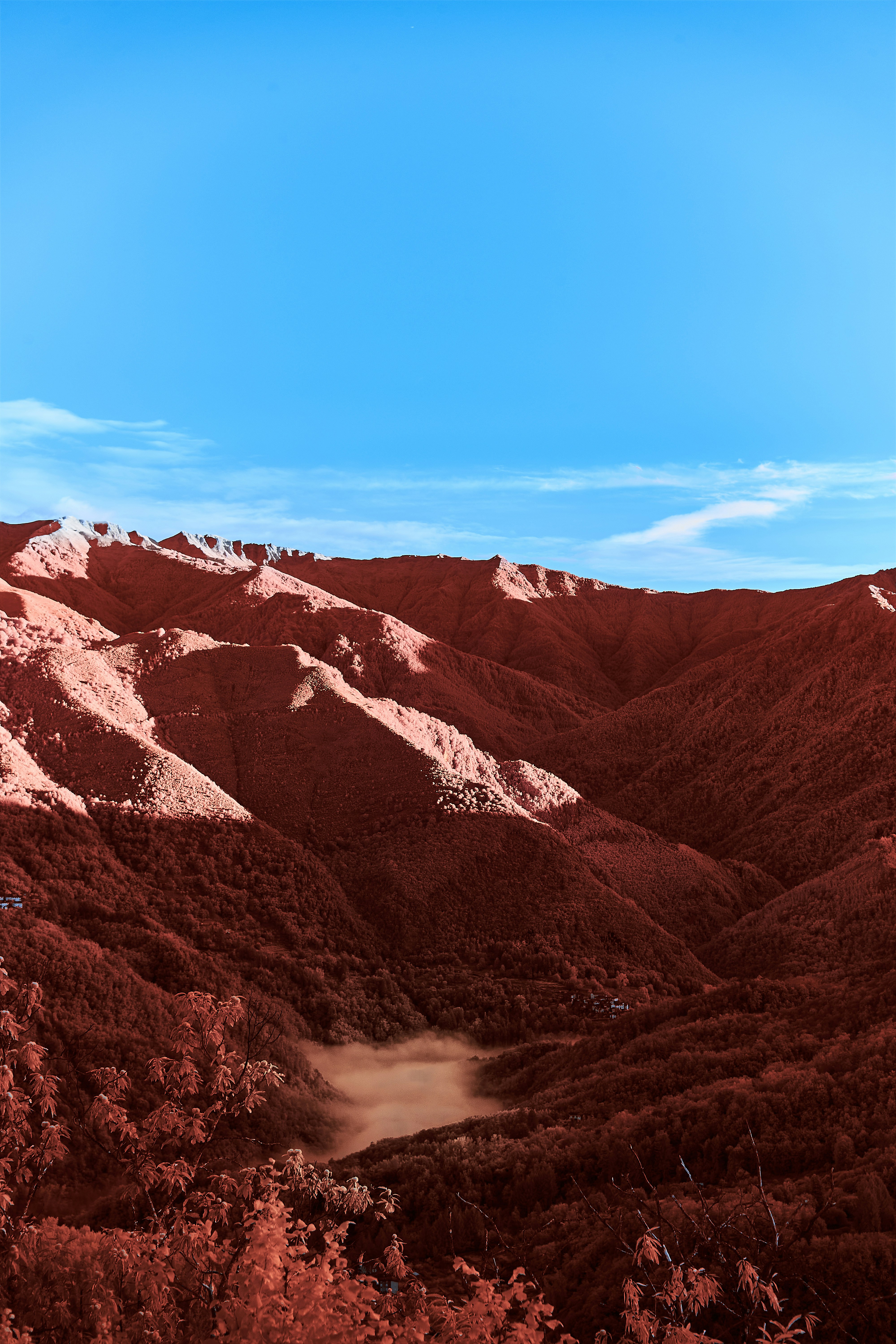 Crimson Ridge Under an Azure Sky